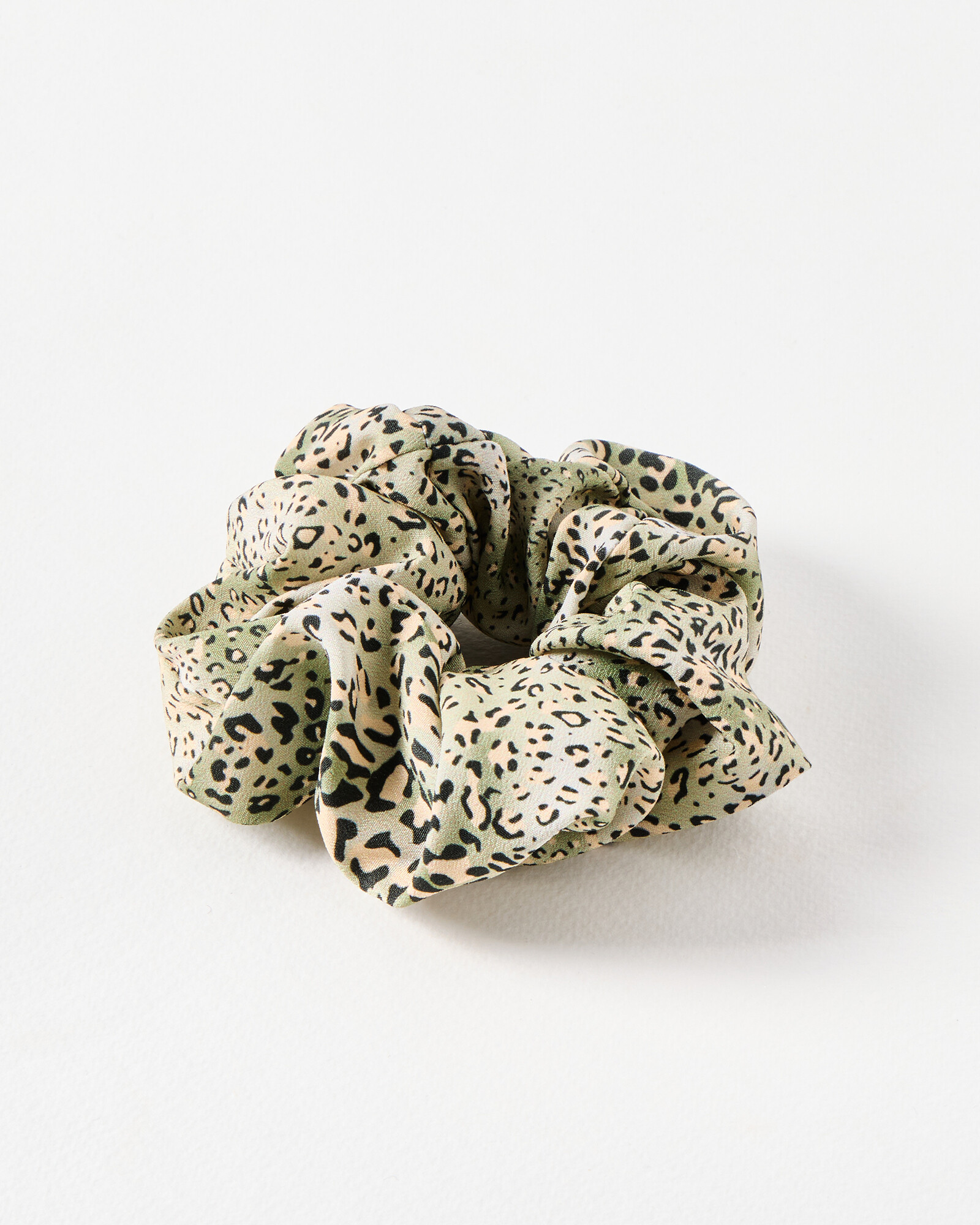 Thie Khaki Green Leopard Print Scrunchie | Oliver Bonas