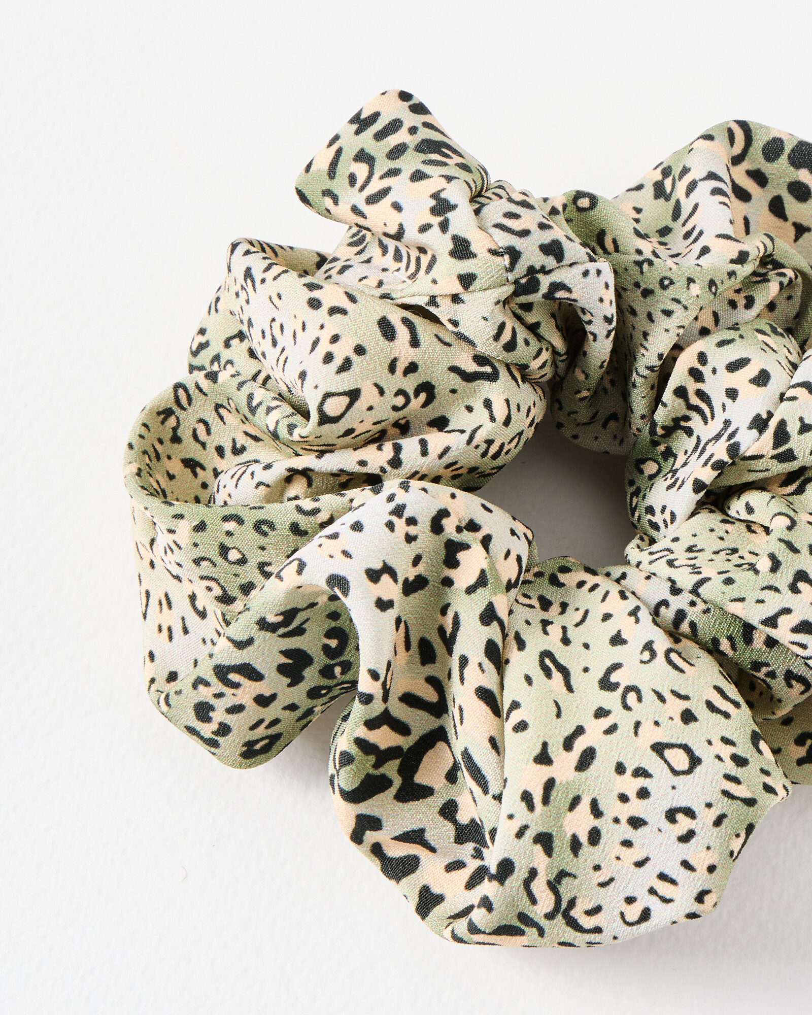 Thie Khaki Green Leopard Print Scrunchie | Oliver Bonas