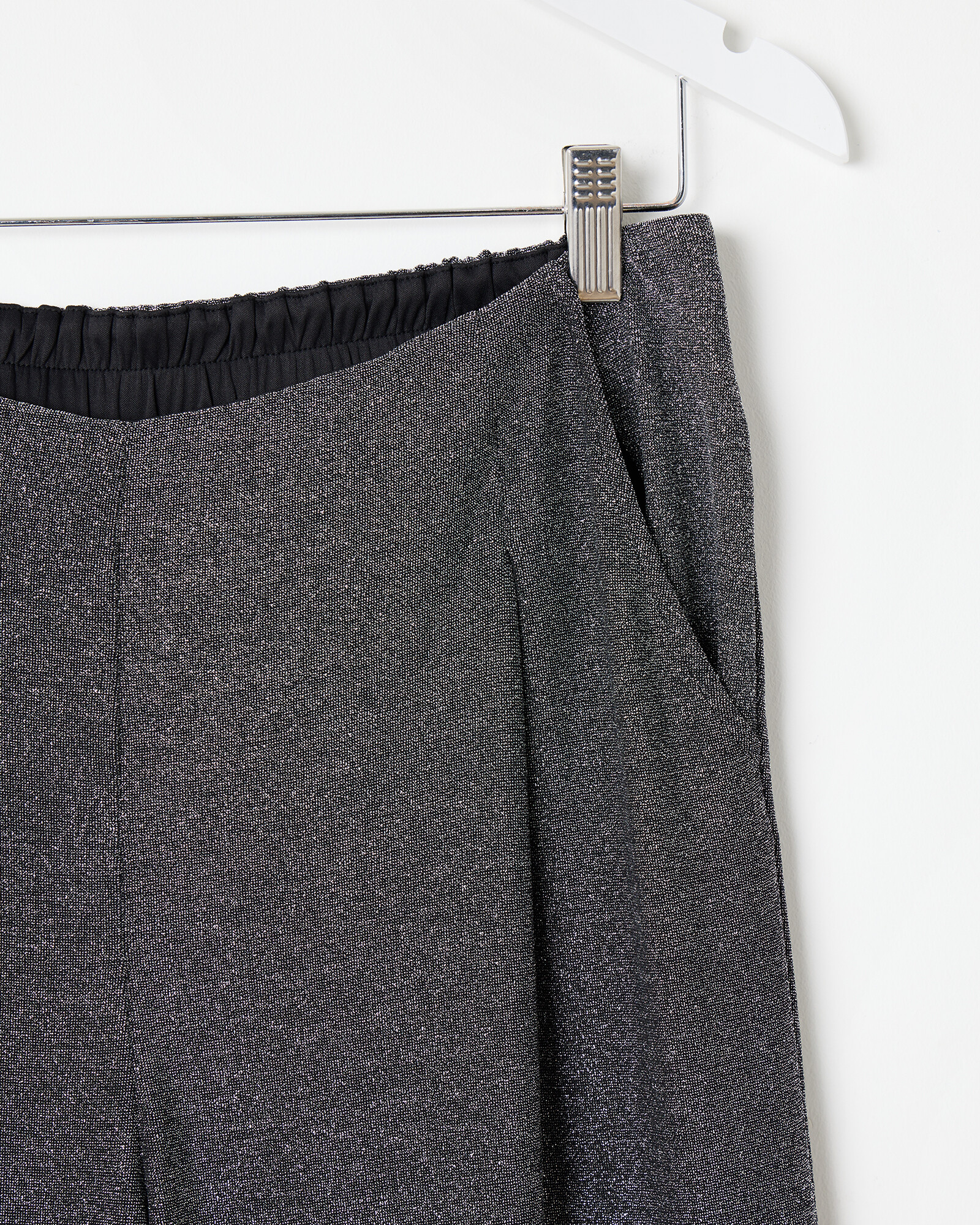 Silver Shimmer Metallic Wide Leg Trousers | Oliver Bonas