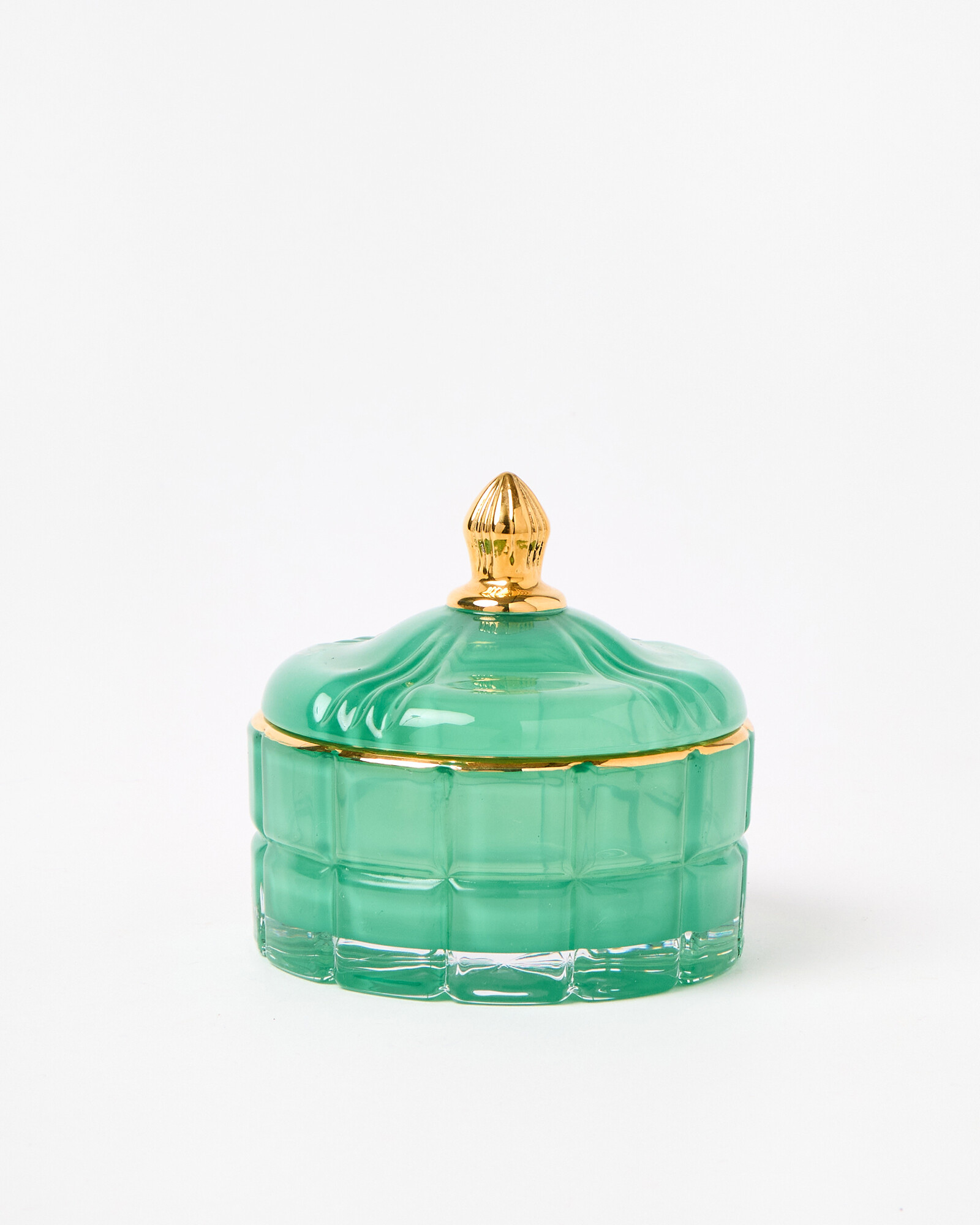 Ola Green & Gold Glass Storage Pot | Oliver Bonas