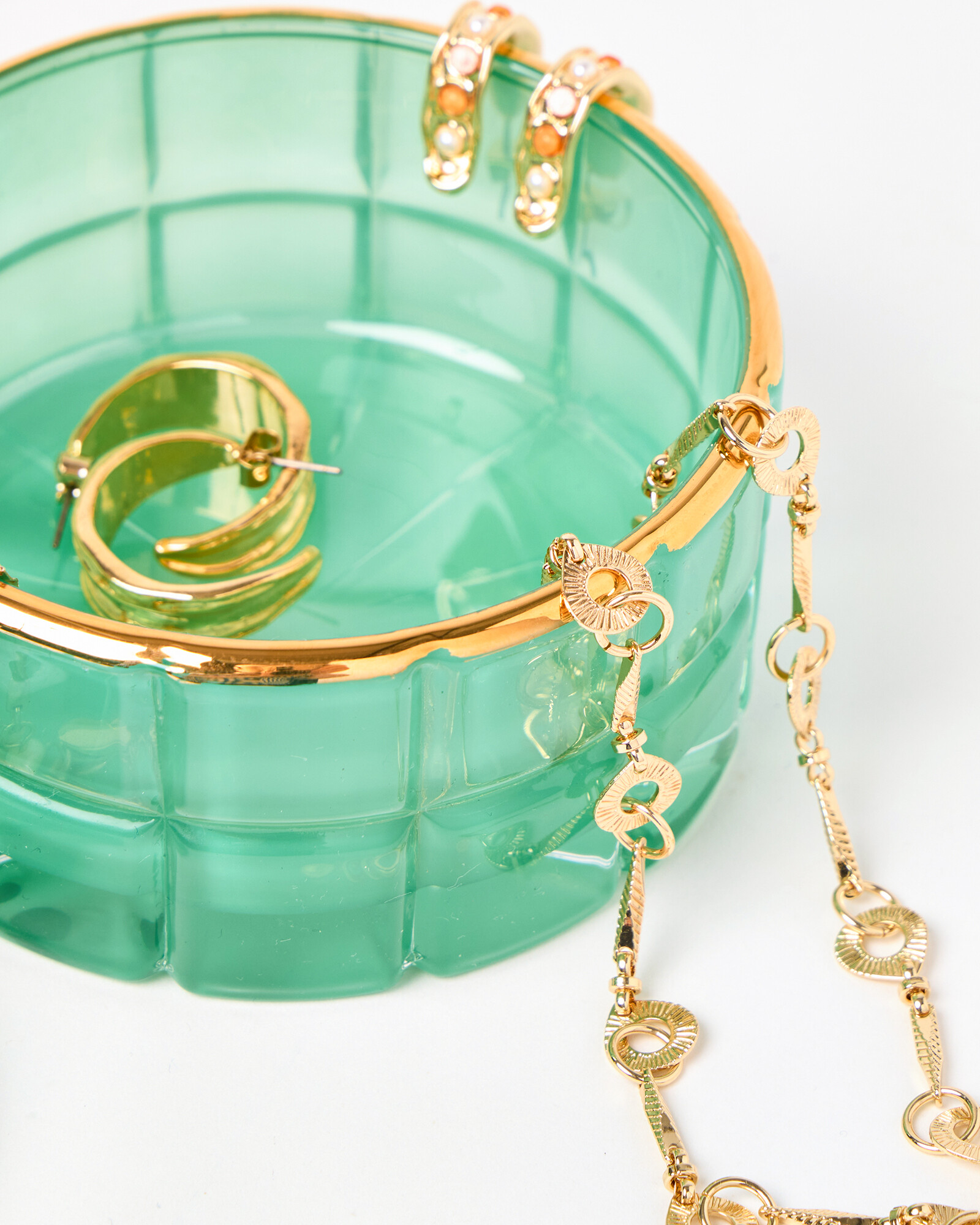 Ola Green & Gold Glass Storage Pot | Oliver Bonas