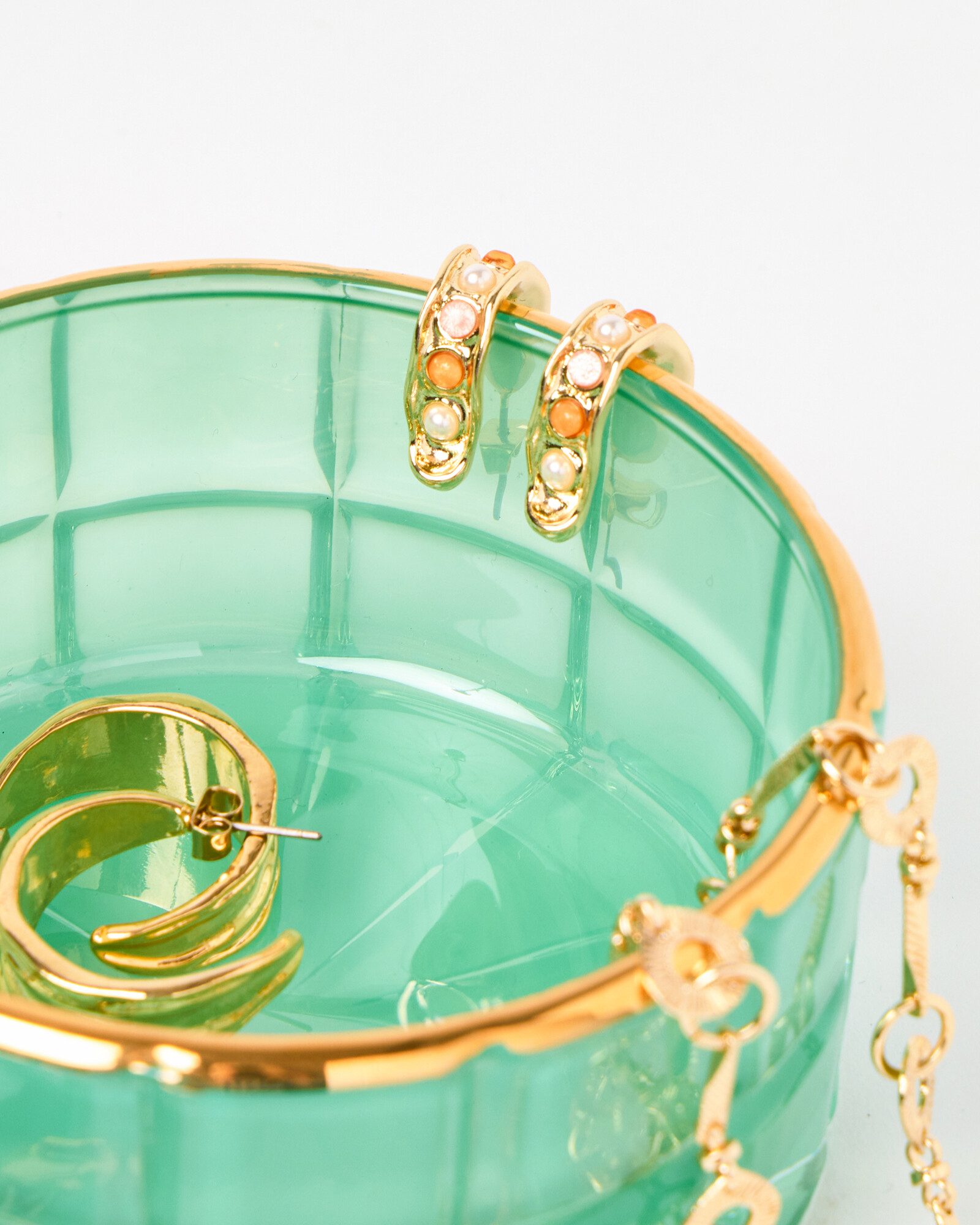 Ola Green & Gold Glass Storage Pot | Oliver Bonas