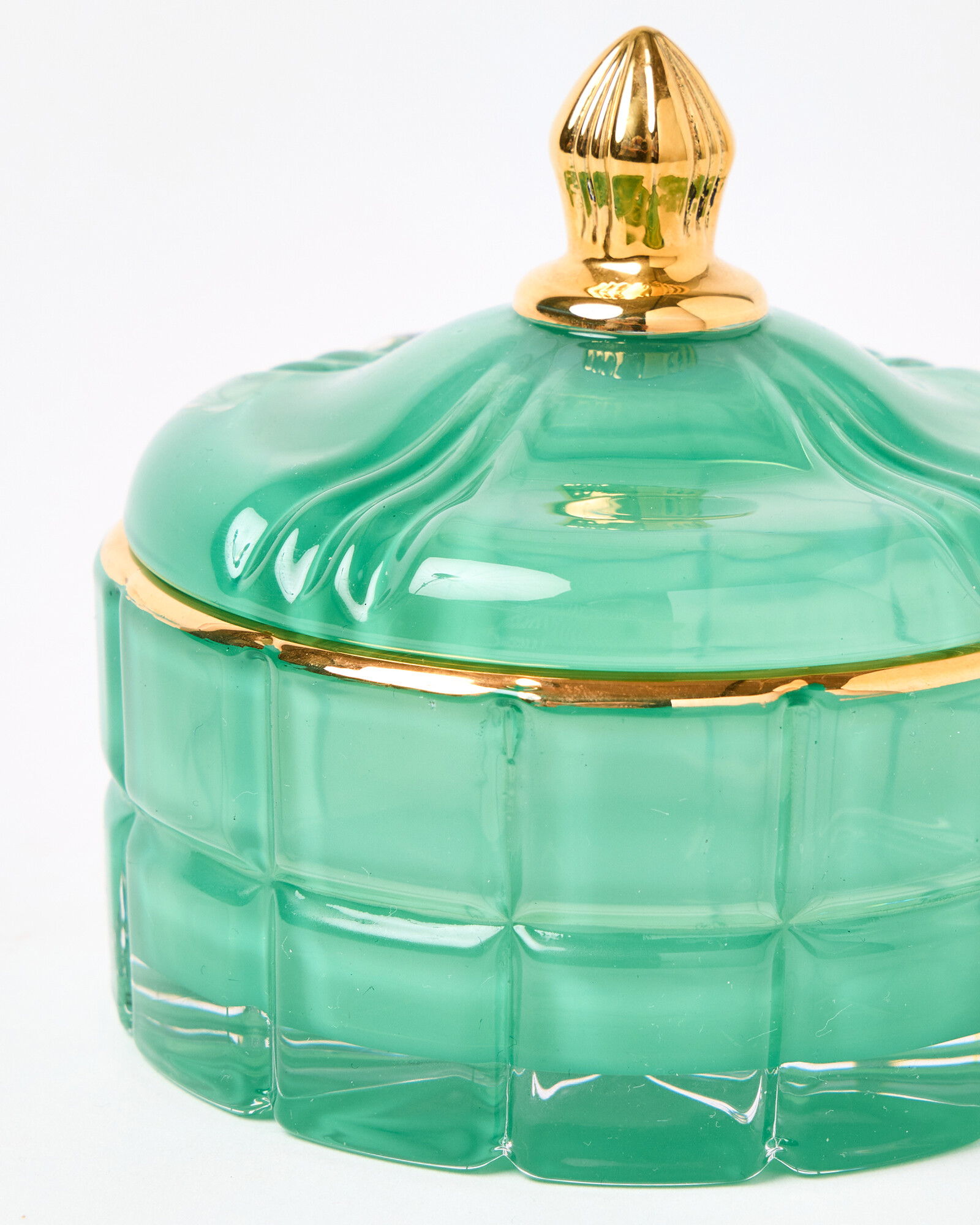 Ola Green & Gold Glass Storage Pot | Oliver Bonas