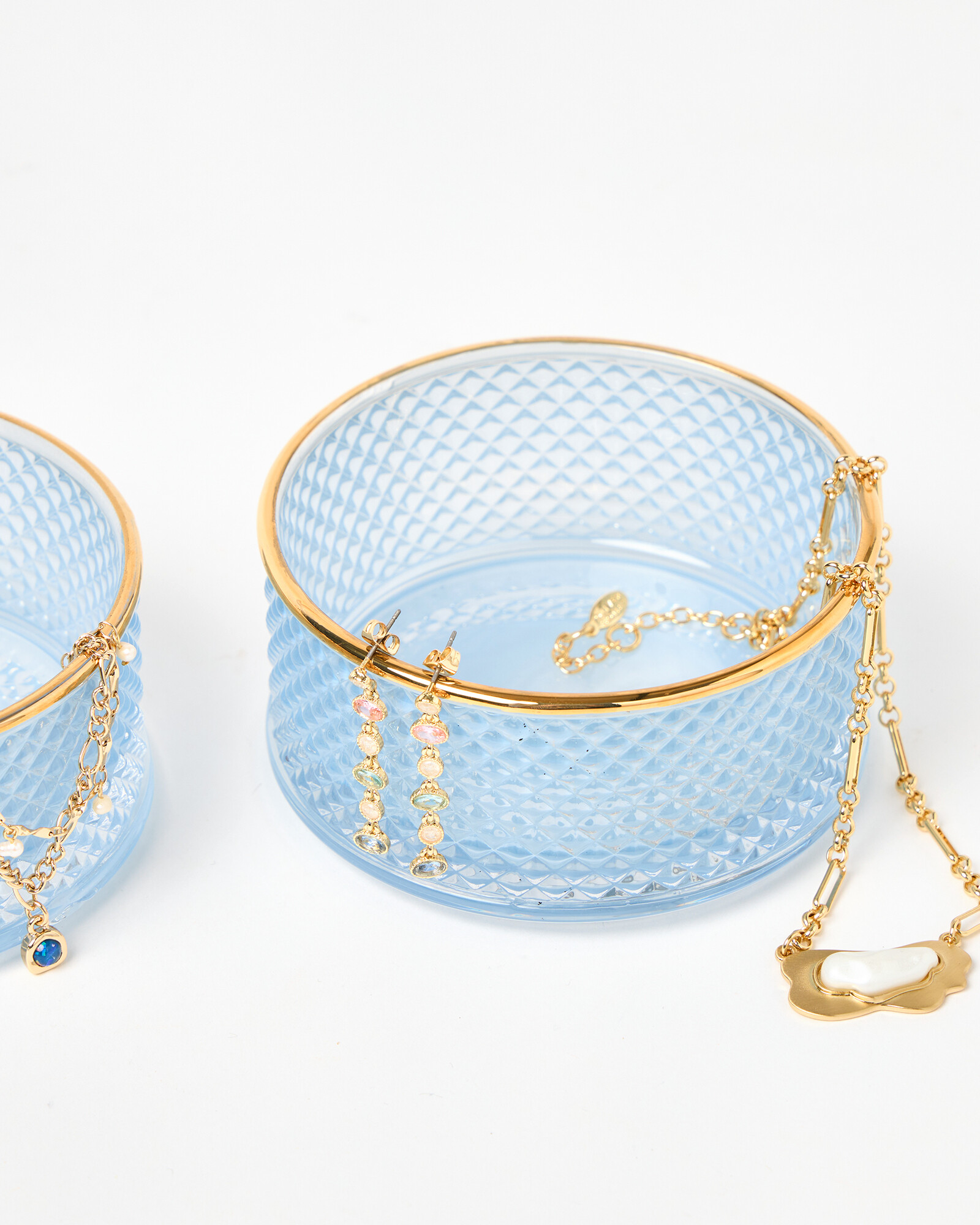 Ola Blue Glass Stacking Storage Pot | Oliver Bonas