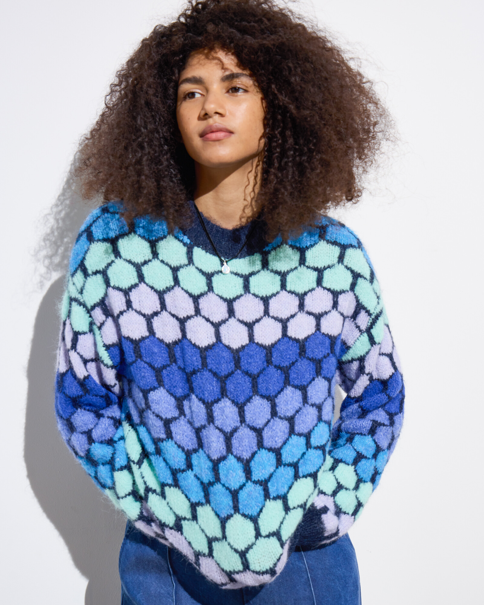 Blue & Green Spotty Knitted Jumper | Oliver Bonas