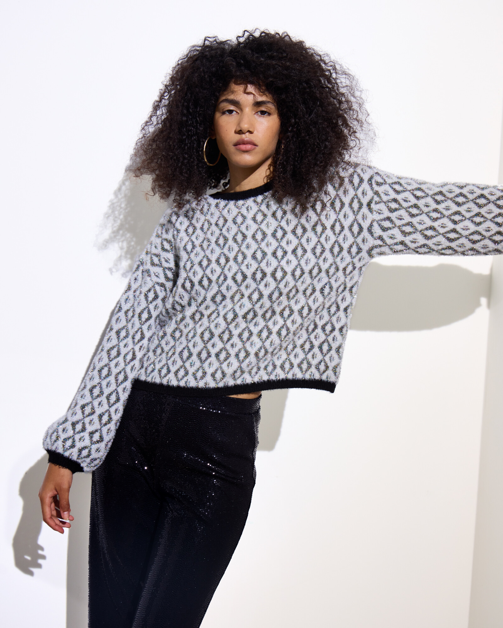 White Diamond Tinsel Knitted Jumper | Oliver Bonas