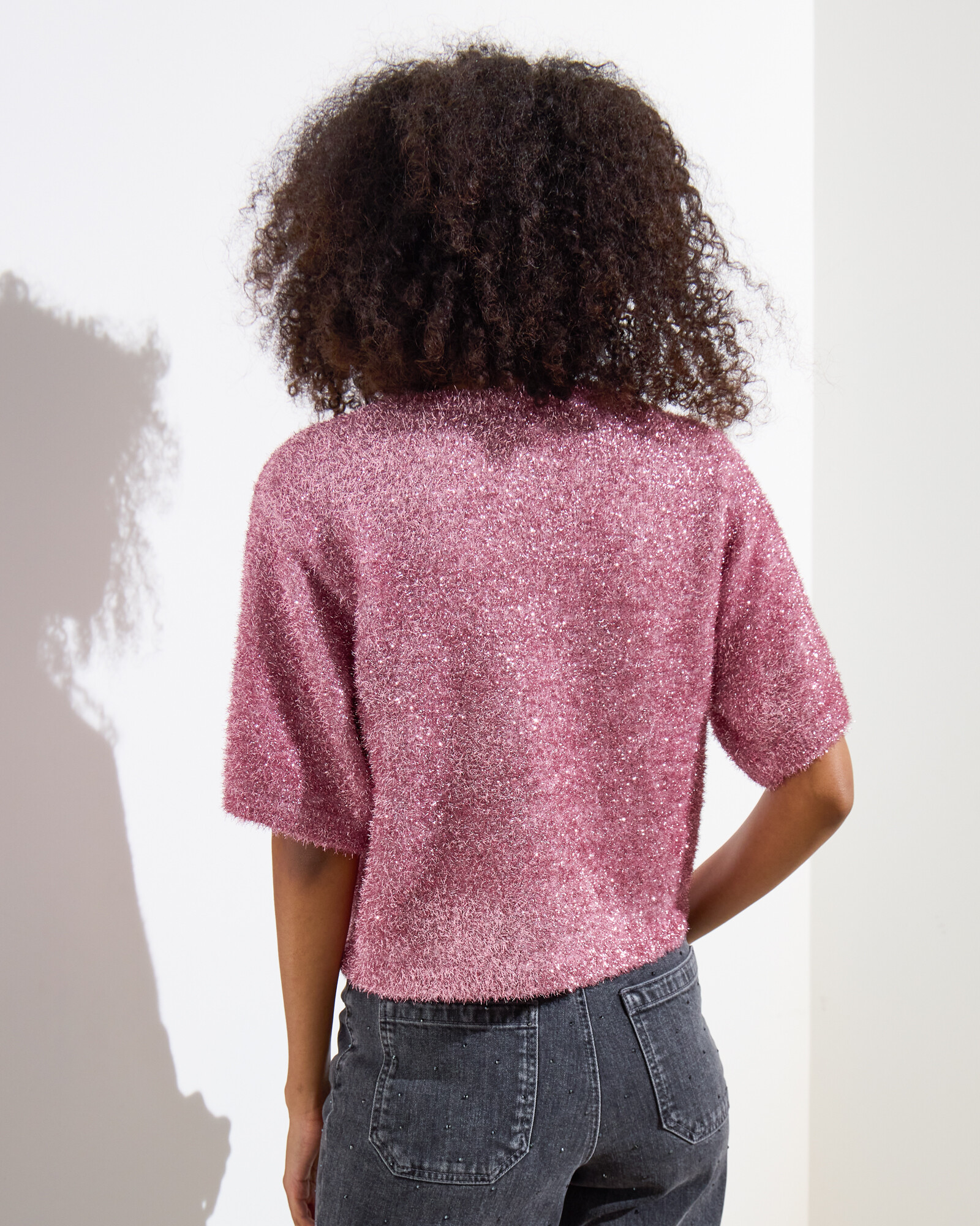 Pink Tinsel Metallic Shell Top | Oliver Bonas