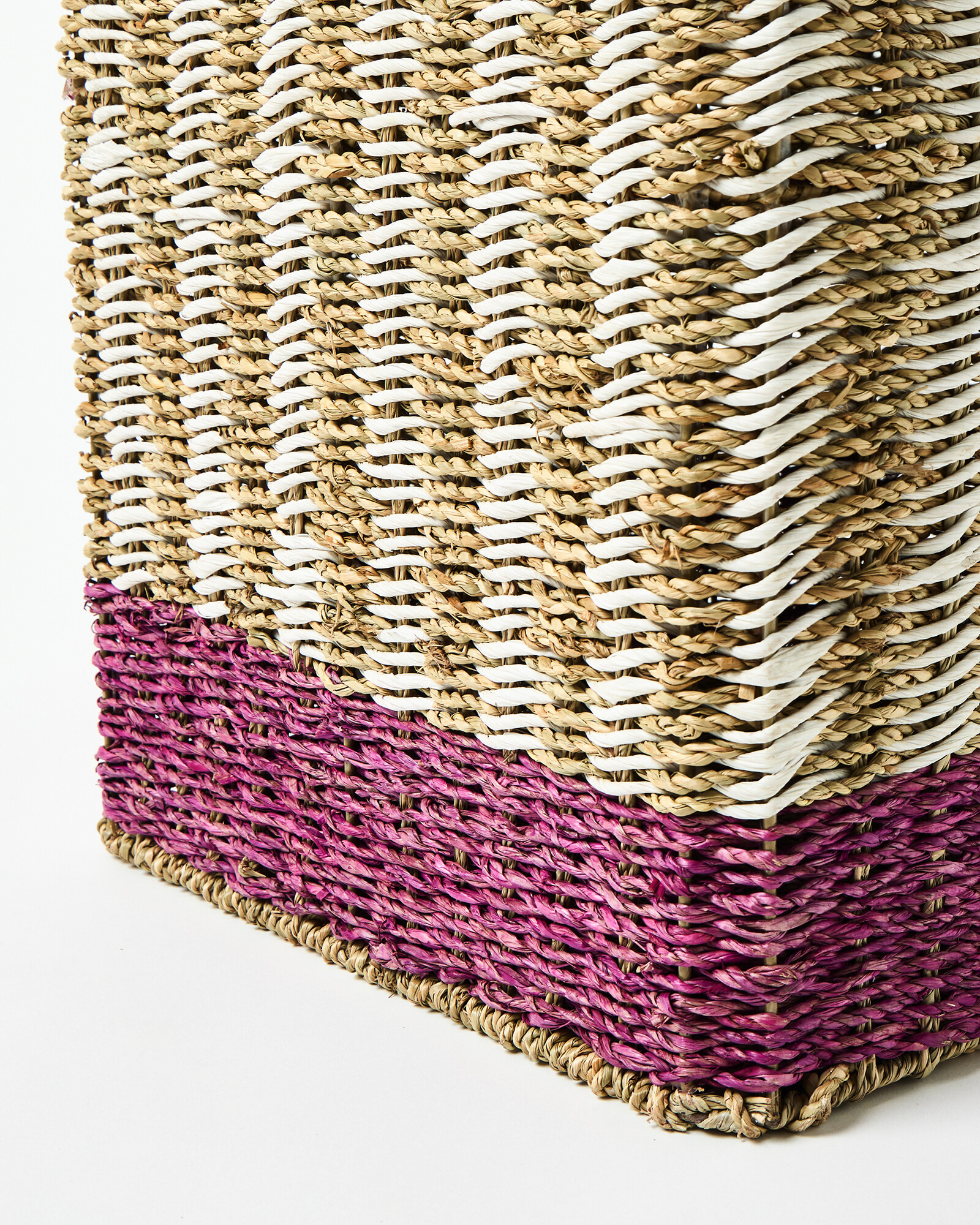 Pink Stripe Seagrass Laundry Basket Large | Oliver Bonas
