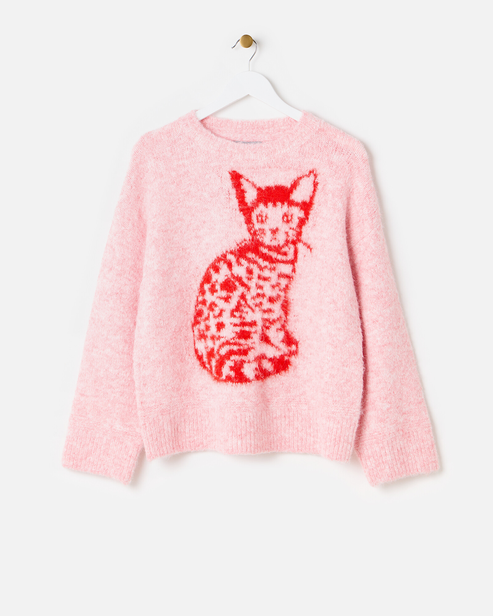 Pink Fluffy Cat Knitted Jumper | Oliver Bonas