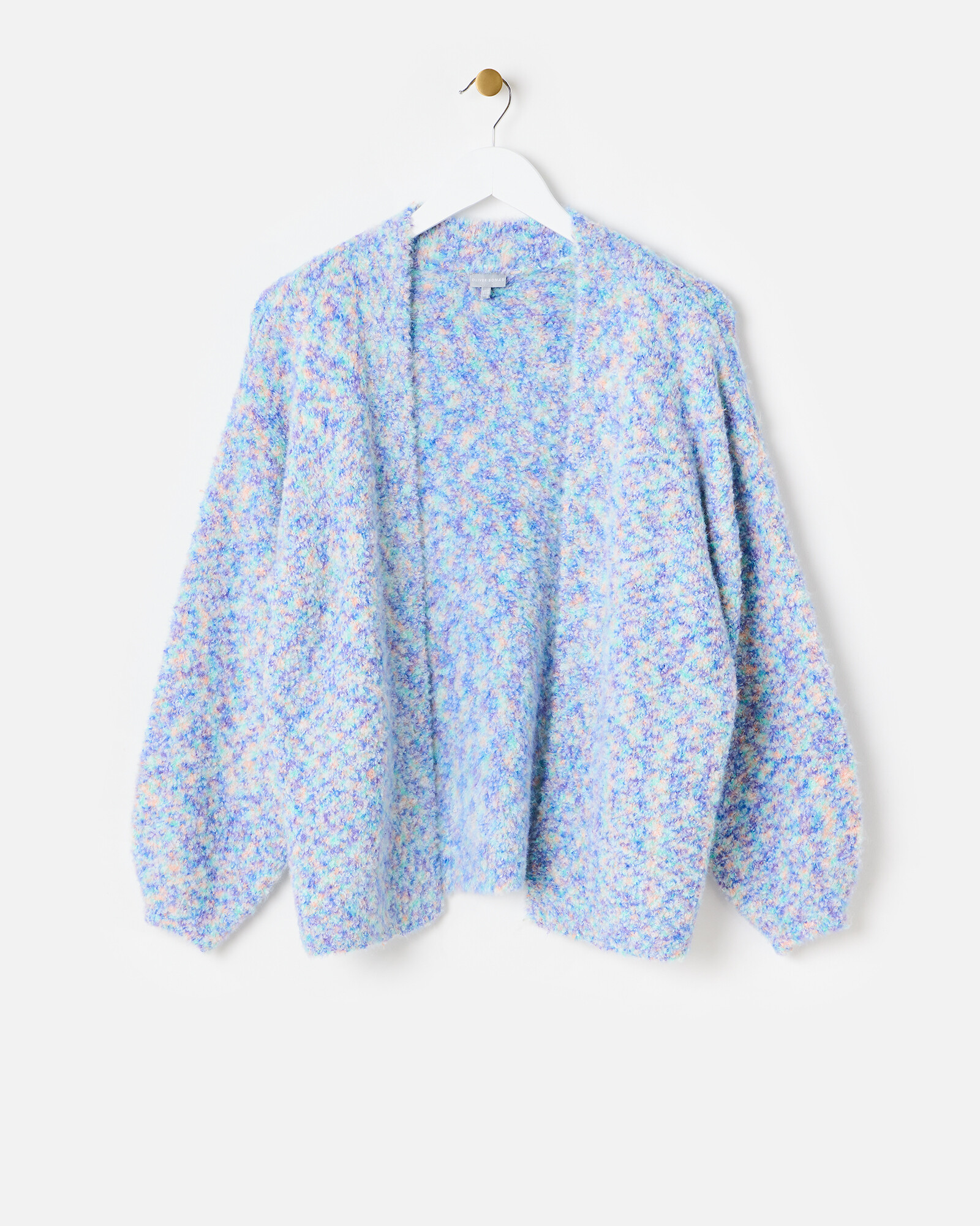 Tonal Blue Boucle Knitted Cardigan | Oliver Bonas