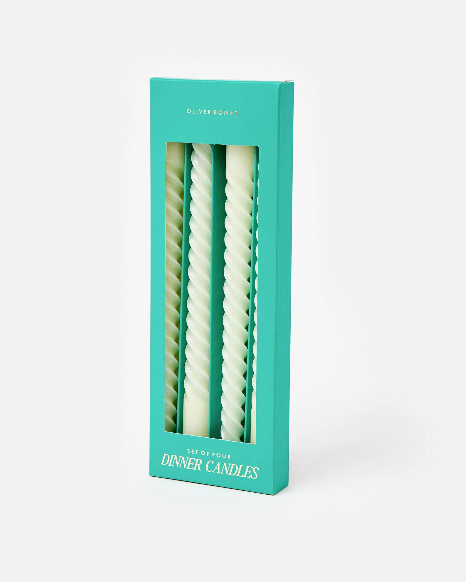 White Twisted Dinner Candles Set of Four | Oliver Bonas