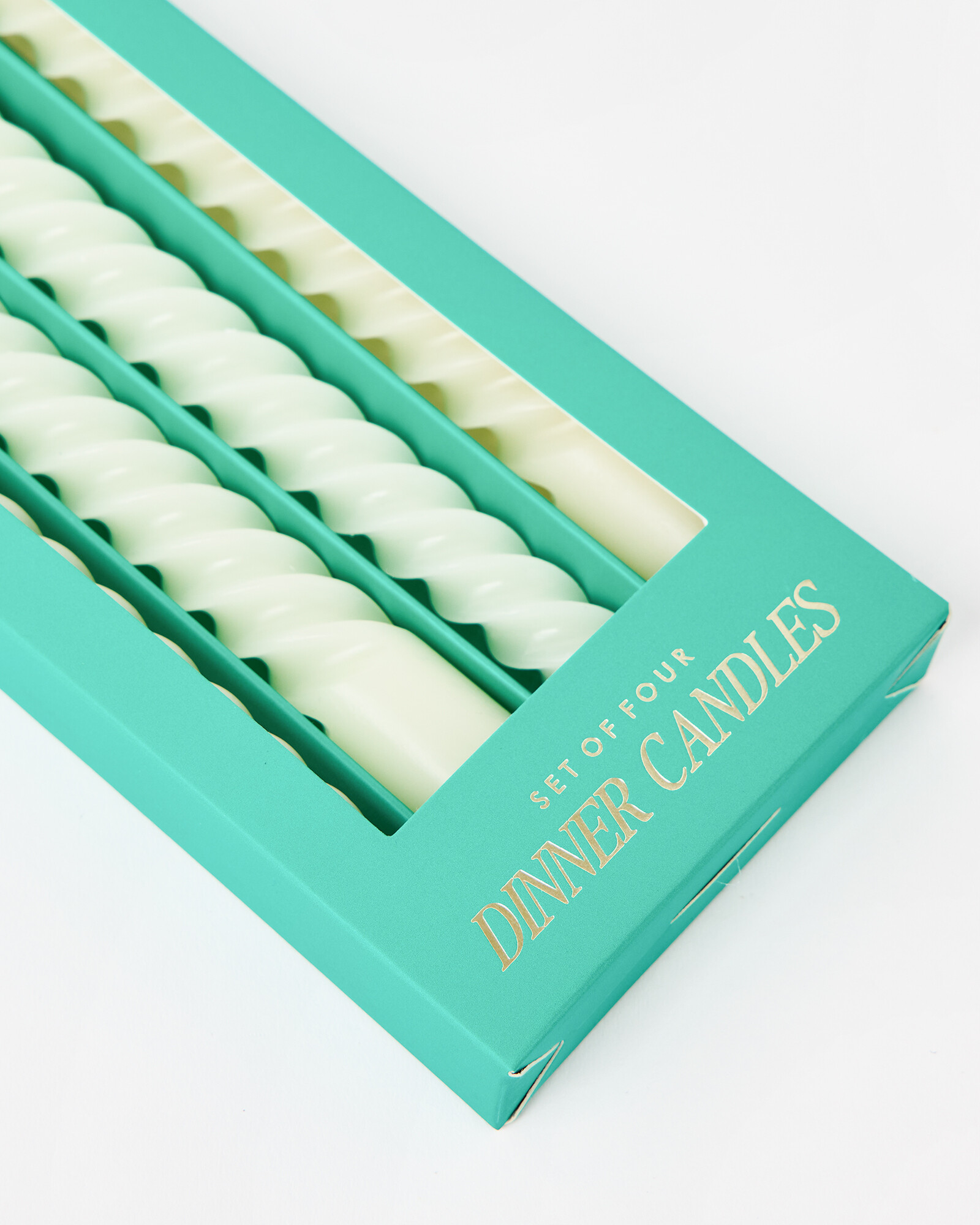 White Twisted Dinner Candles Set of Four | Oliver Bonas