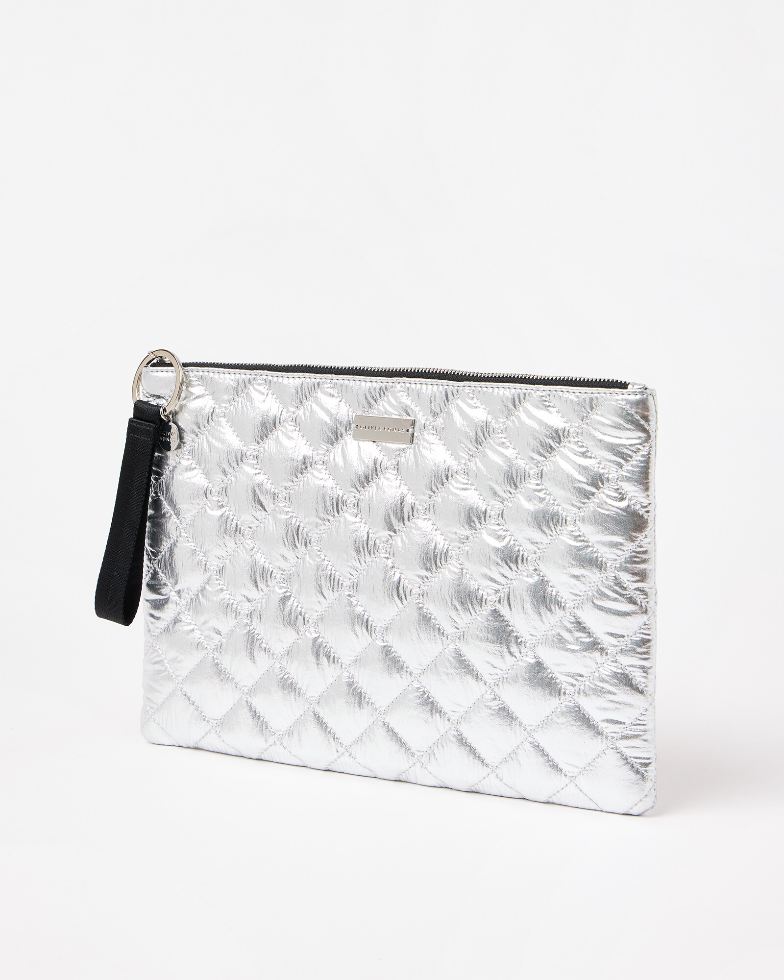 Silver Metallic Quilted Laptop Case | Oliver Bonas