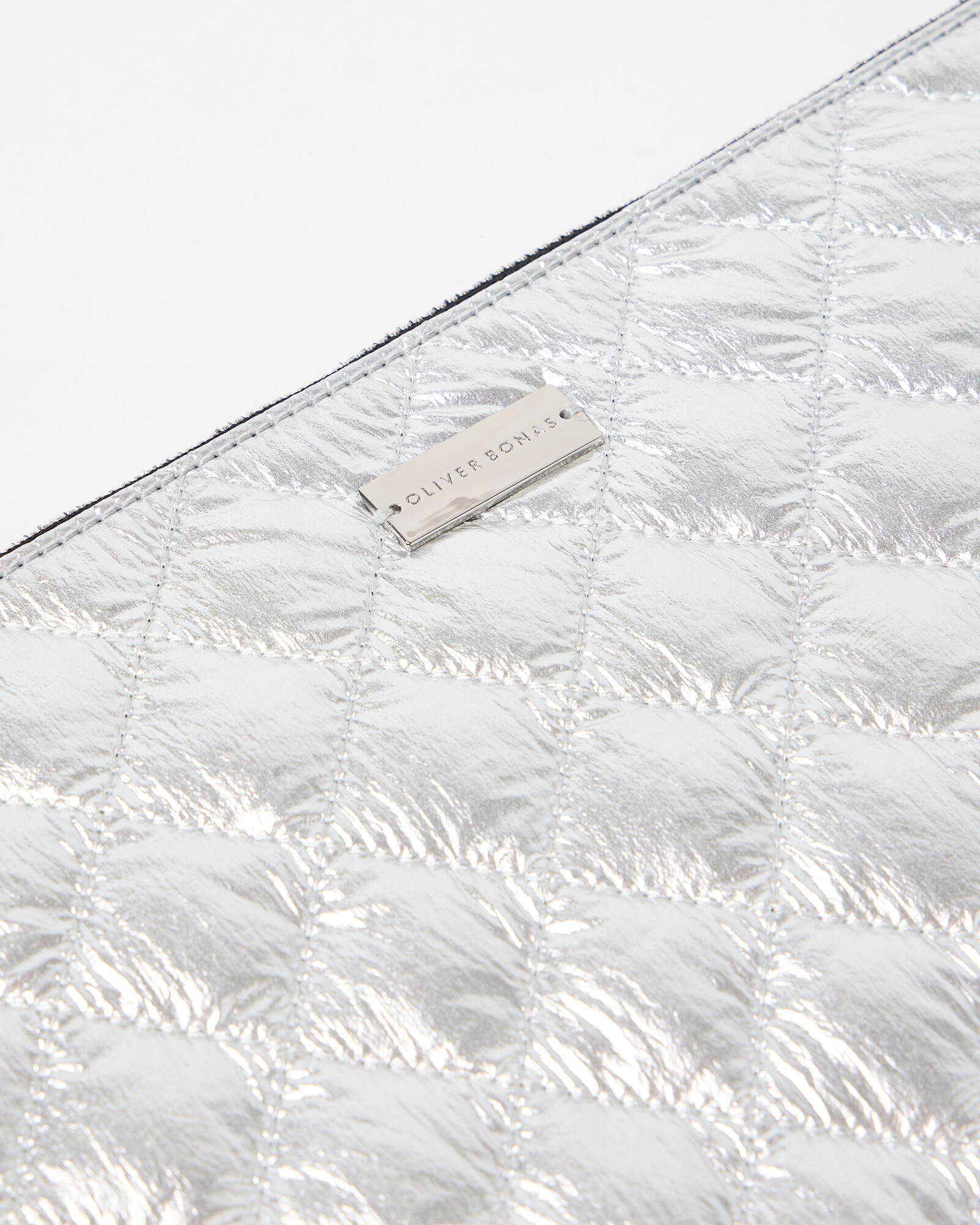 Silver Metallic Quilted Laptop Case | Oliver Bonas