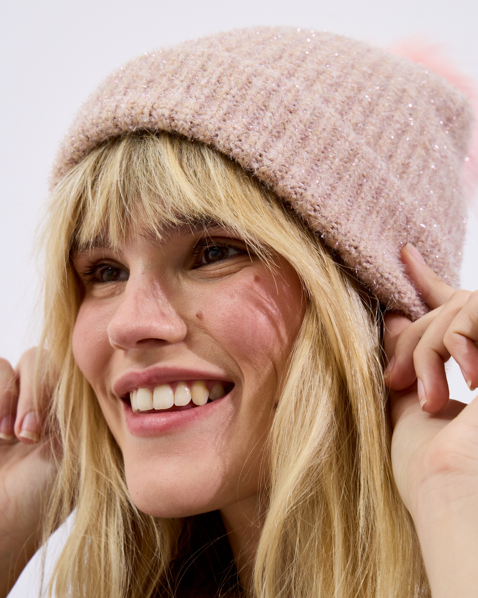 Camel Glitter Pom Pom Bobble Hat | Oliver Bonas