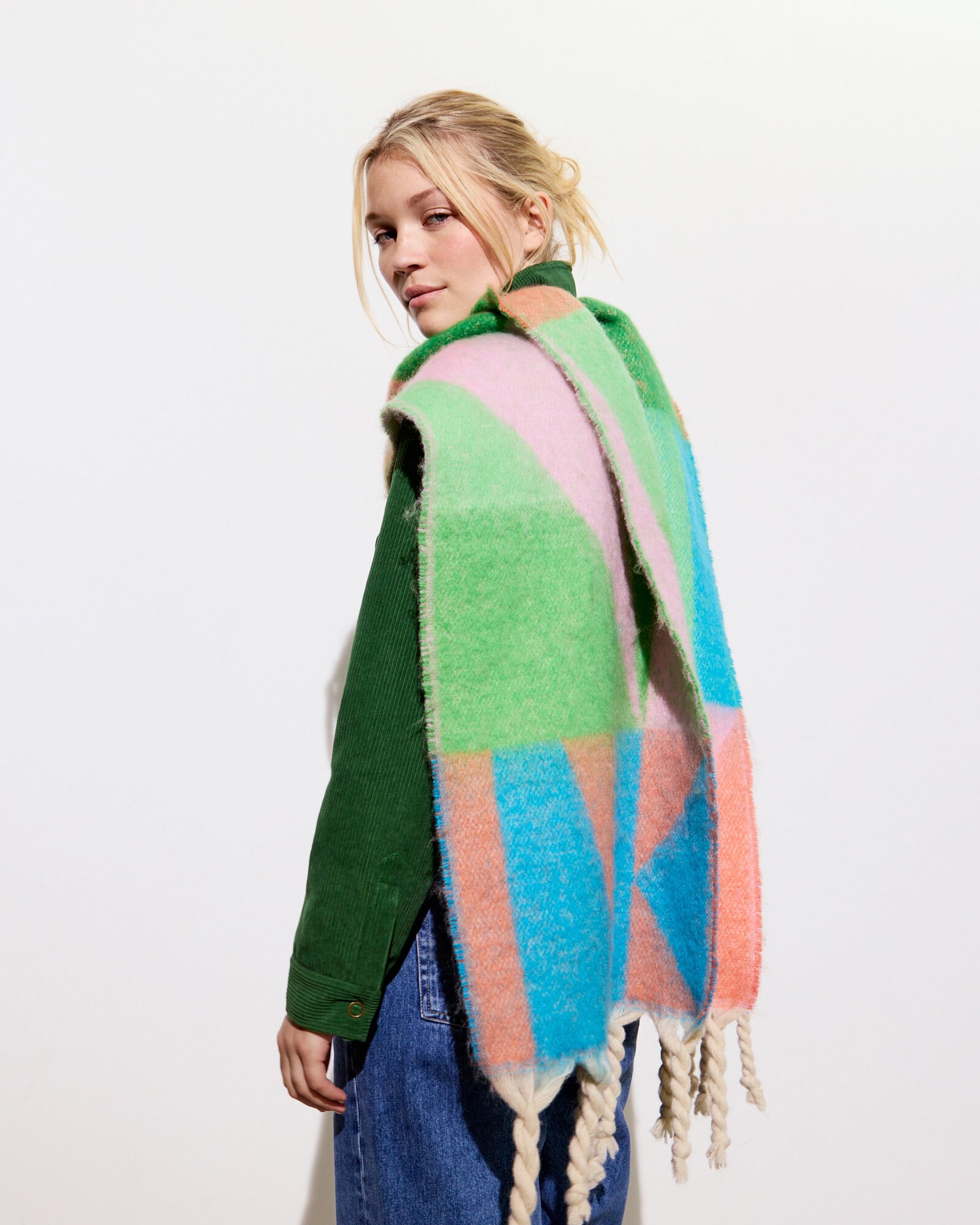 Abstract Geometric Brushed Chunky Scarf | Oliver Bonas