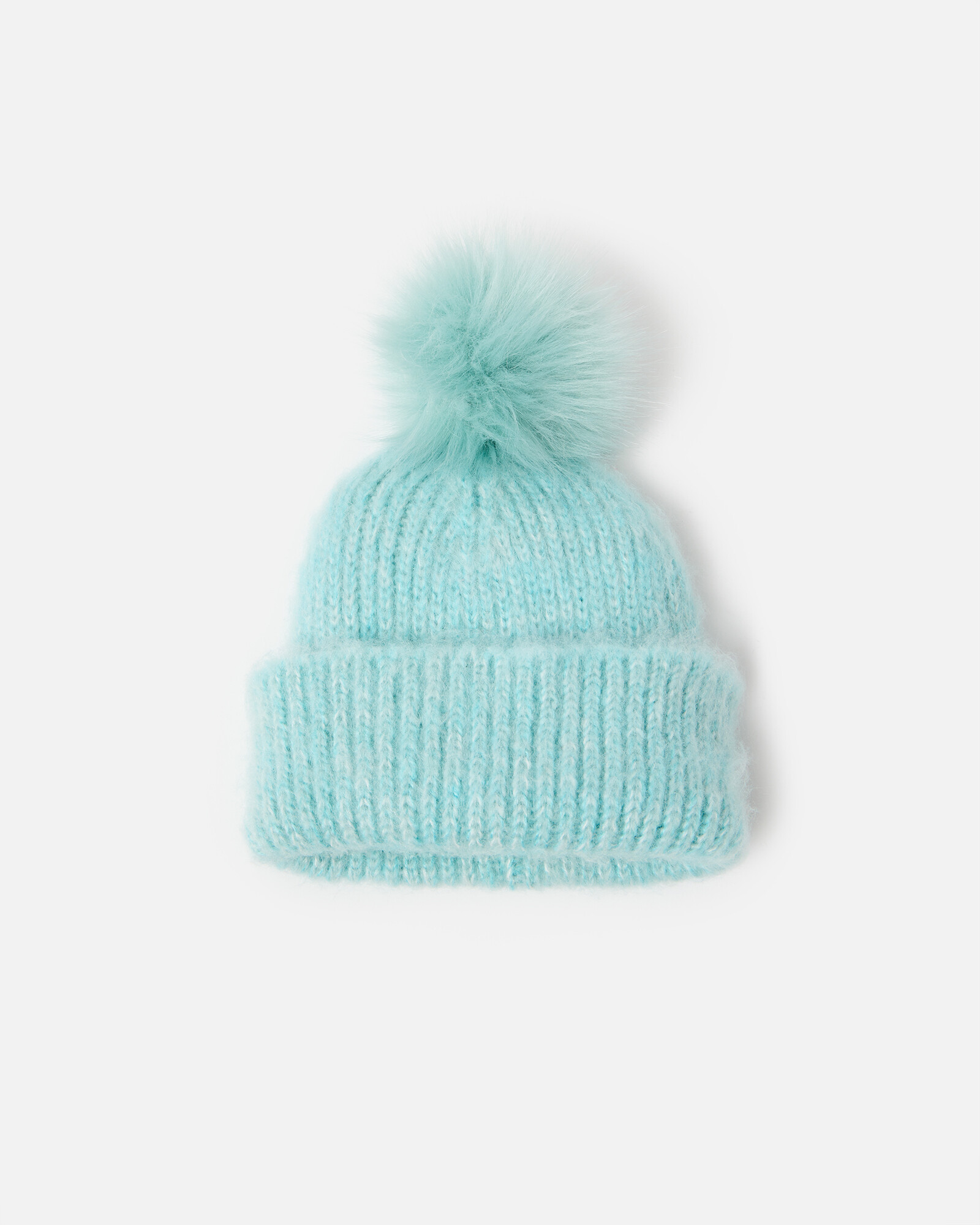 Aqua Blue Fluffy Pom Pom Bobble Hat | Oliver Bonas