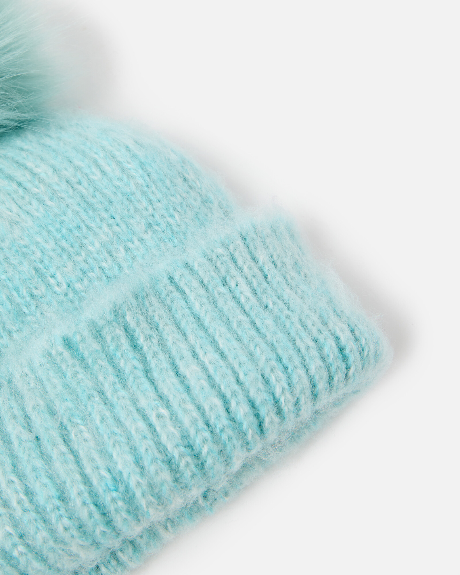 Aqua Blue Fluffy Pom Pom Bobble Hat | Oliver Bonas