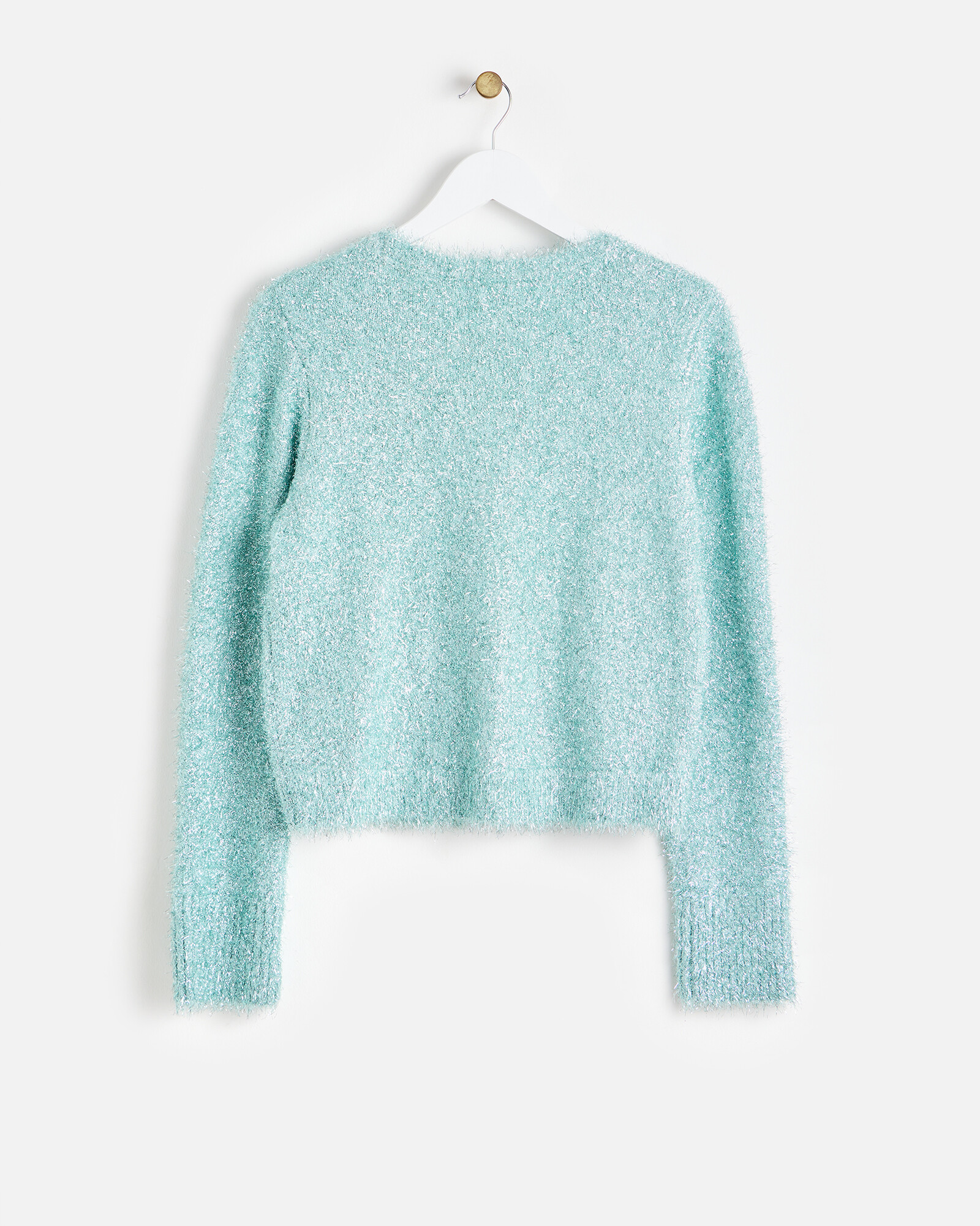 Mint Green Sparkly Knitted Cardigan | Oliver Bonas