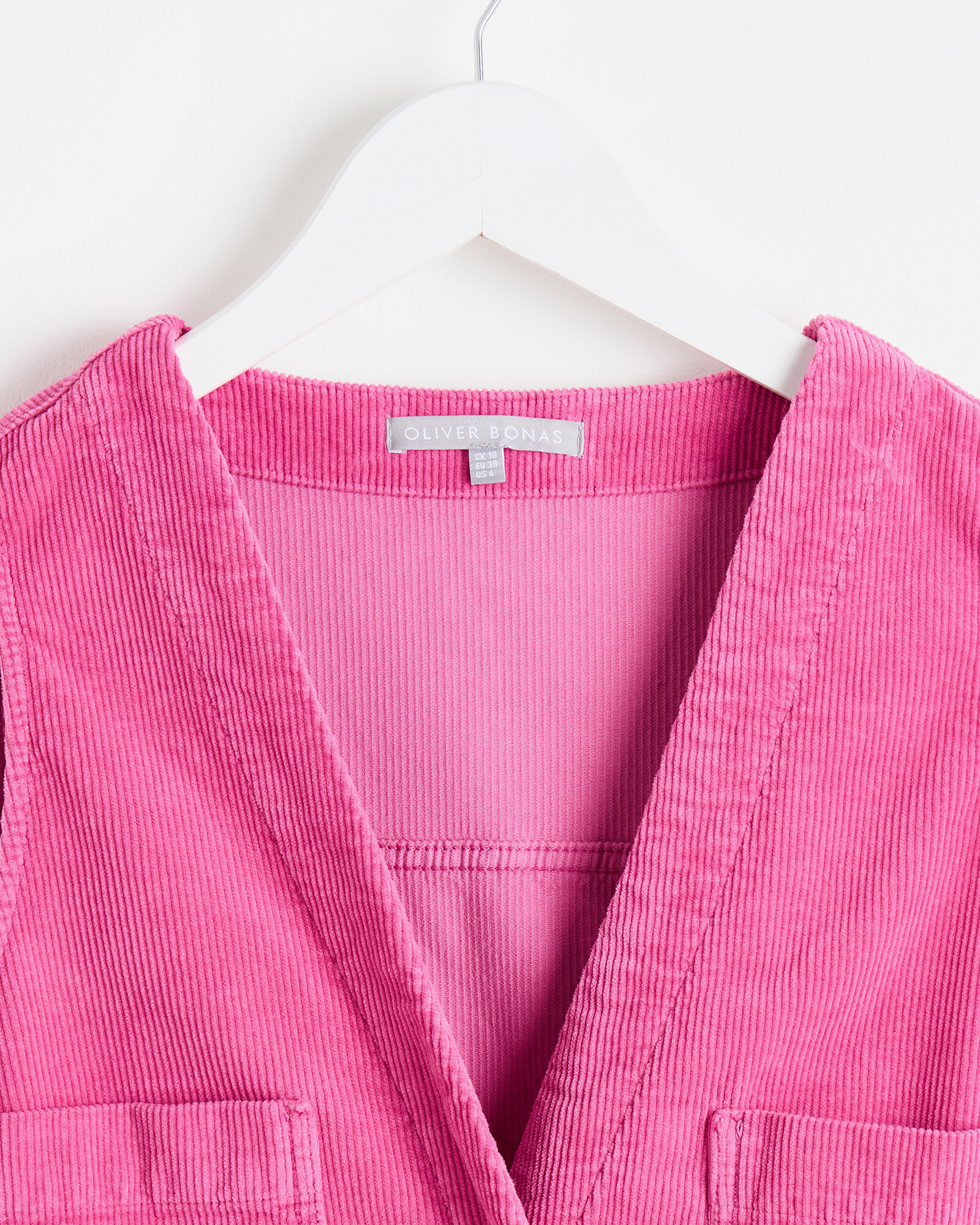 Pink Corduroy Pinafore Mini Dress | Oliver Bonas