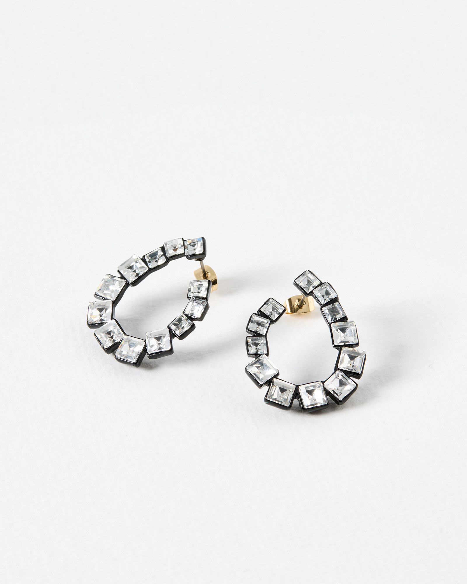 Vero Square Stone Curved Loop Statement Earrings | Oliver Bonas