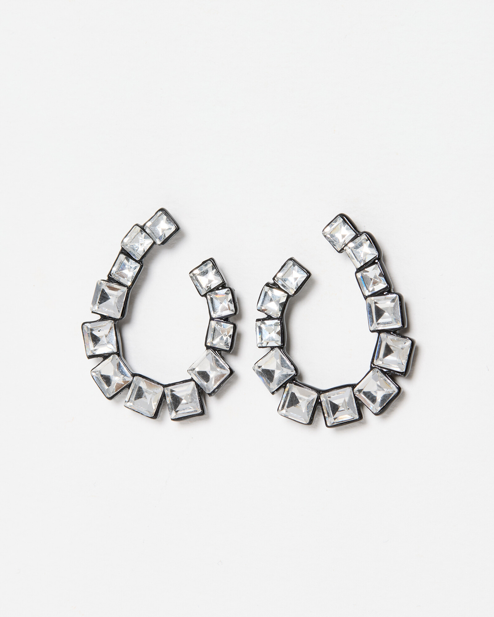 Vero Square Stone Curved Loop Statement Earrings | Oliver Bonas