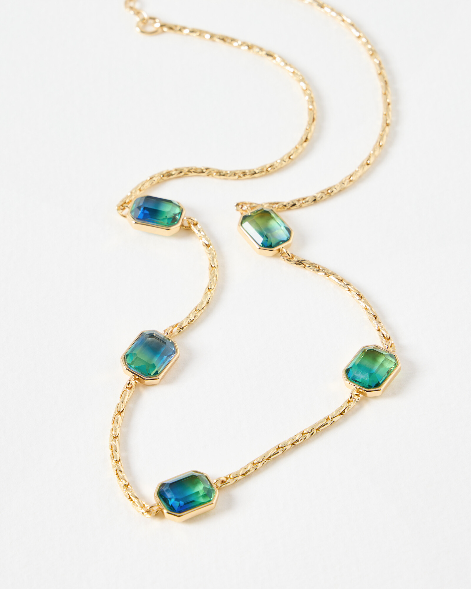 Itzel Blue Ombre Stone Chain Necklace | Oliver Bonas