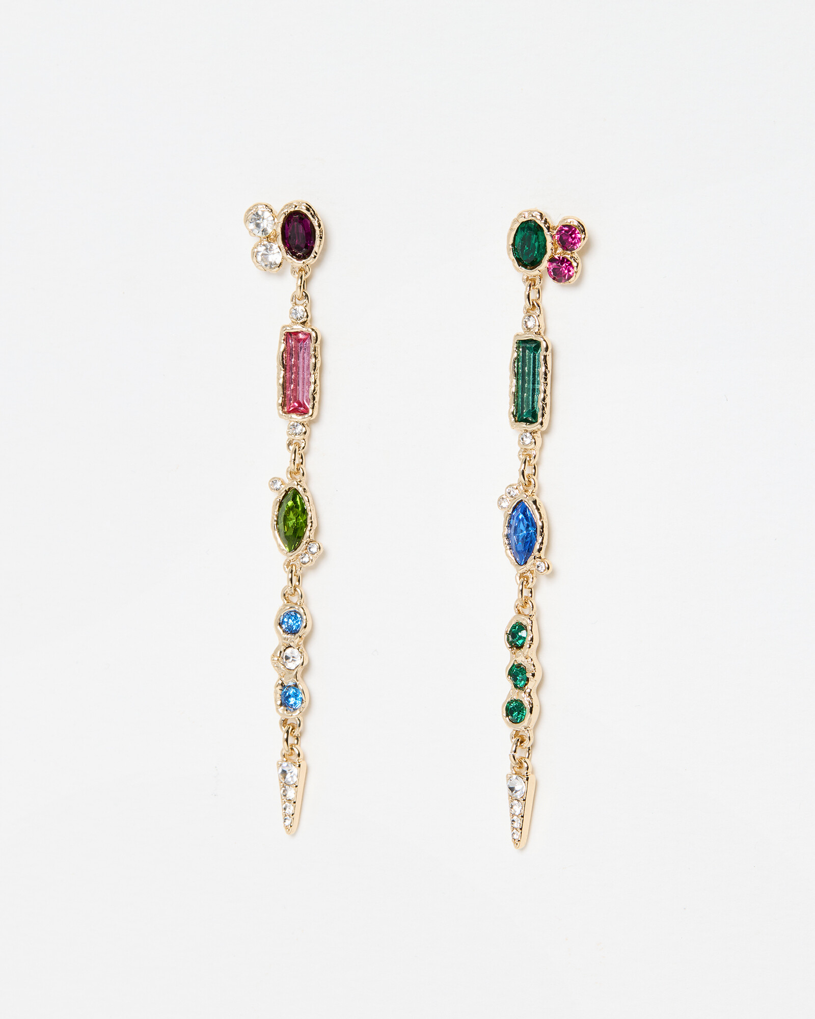 Idylla Bright Stones Gold Tone Statement Earrings | Oliver Bonas