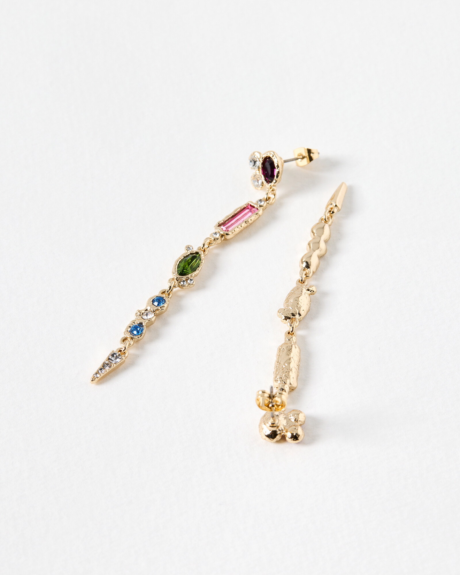 Idylla Bright Stones Gold Tone Statement Earrings | Oliver Bonas