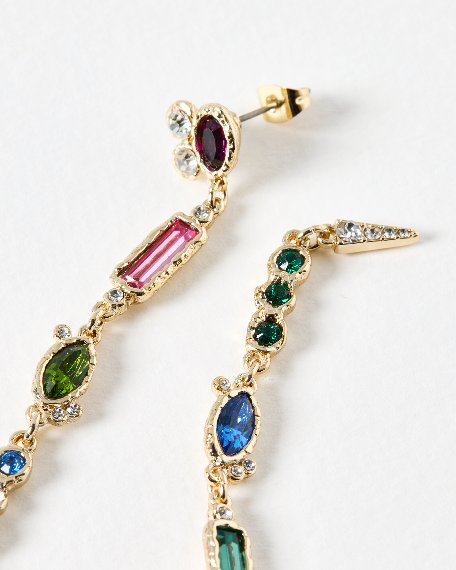 Idylla Bright Stones Gold Tone Statement Earrings | Oliver Bonas