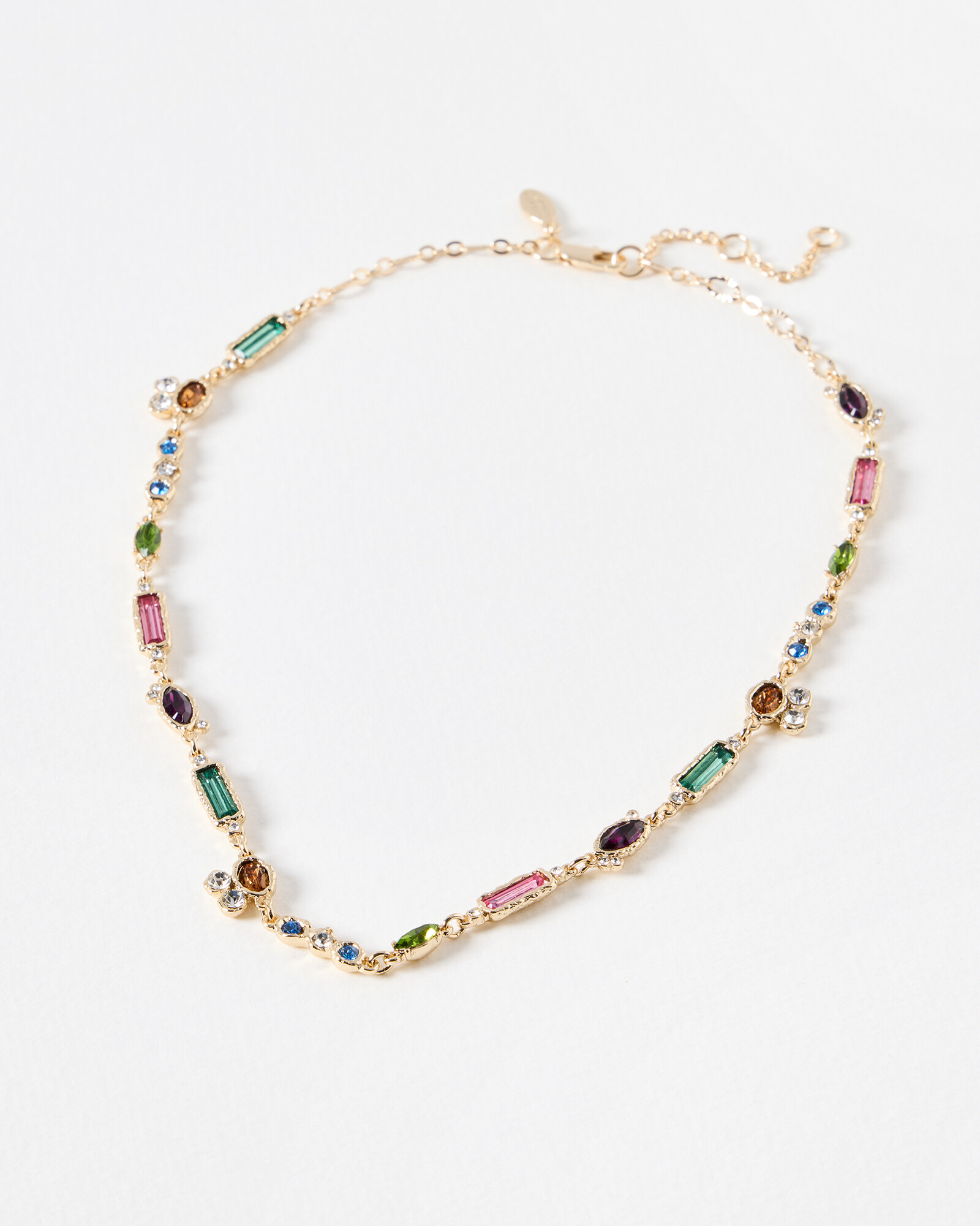 Idylla Bright Stones Gold Tone Chain Necklace | Oliver Bonas