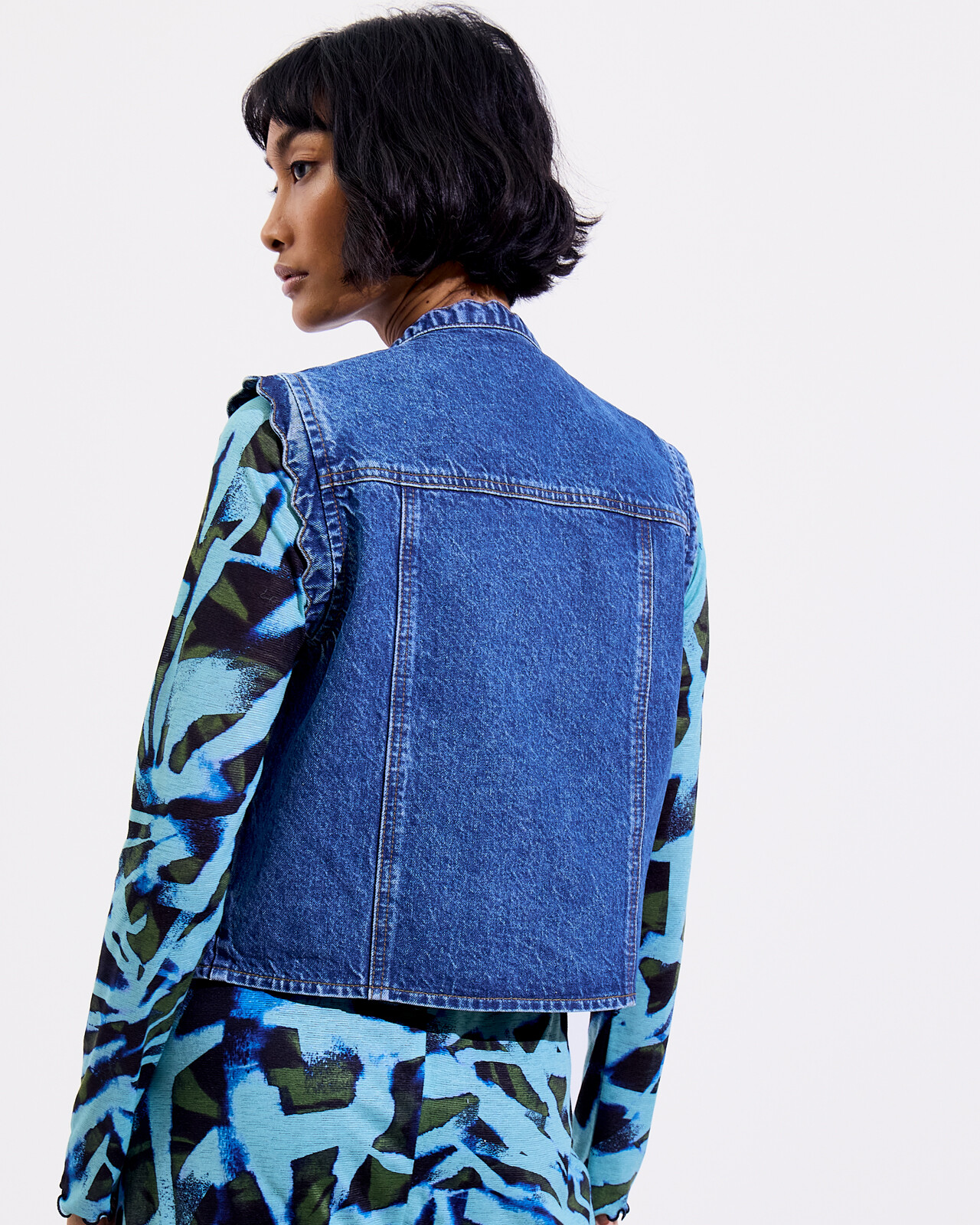 Dark Blue Denim Sleeveless Jacket | Oliver Bonas