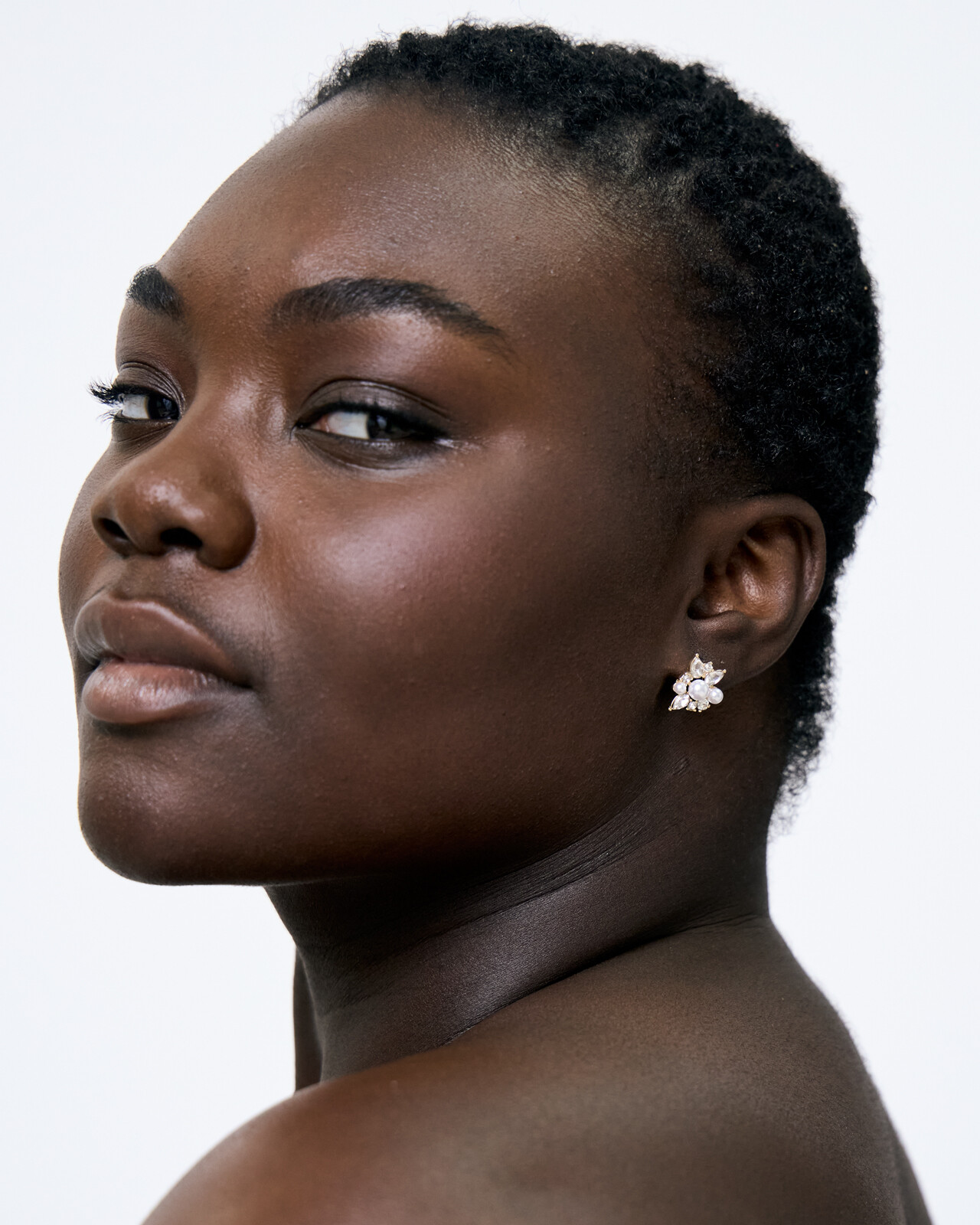 Cherra Stone & Faux Pearl Stud Earrings | Oliver Bonas