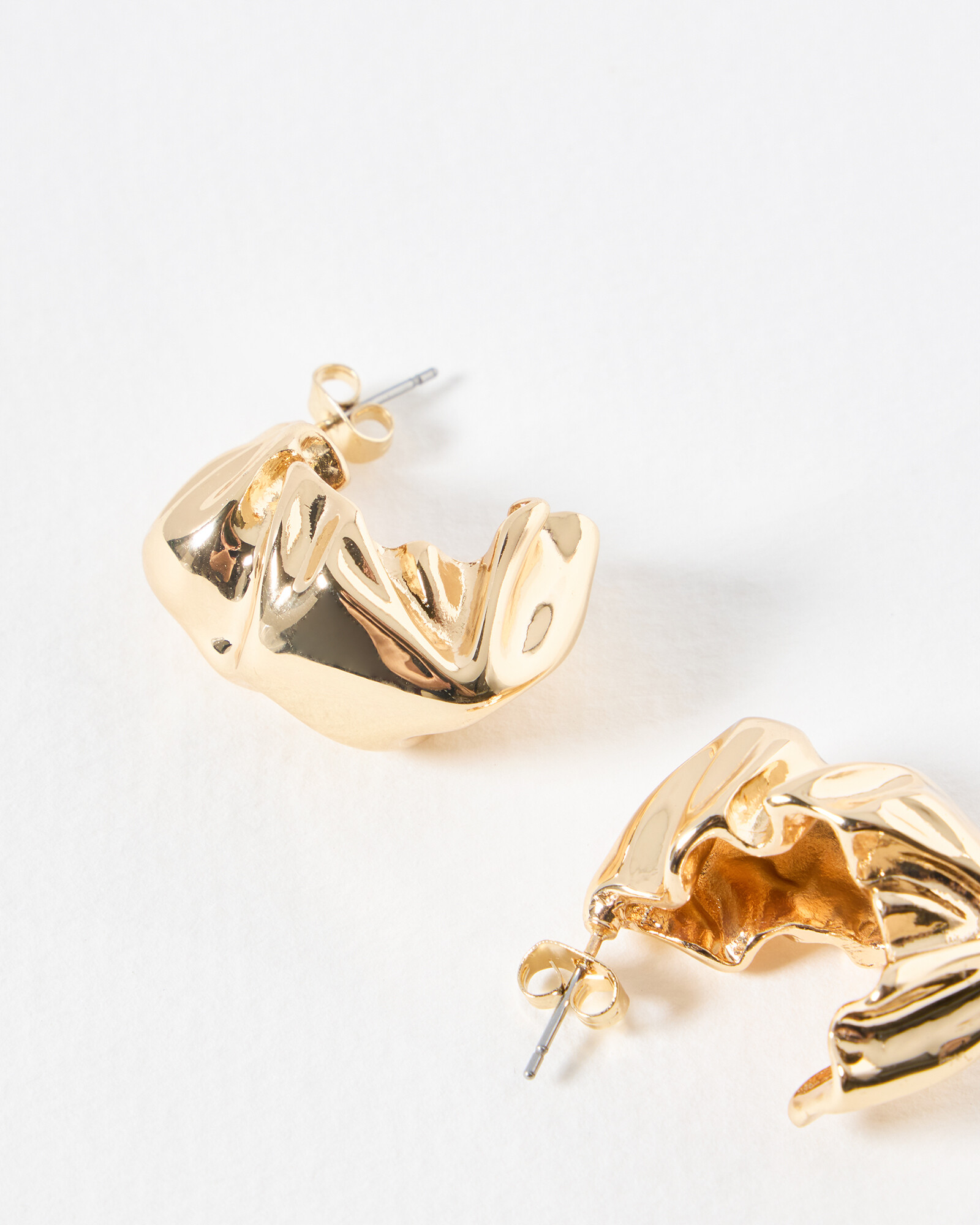 Clyda Organic Shape Warped Gold Hoops | Oliver Bonas