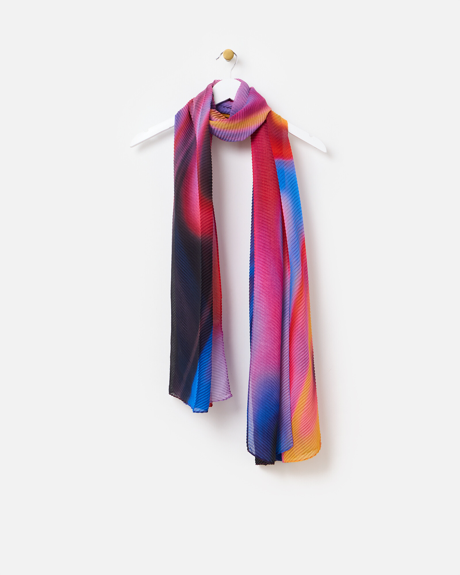 Red & Blue Wavy Print Pleated Lightweight Scarf | Oliver Bonas