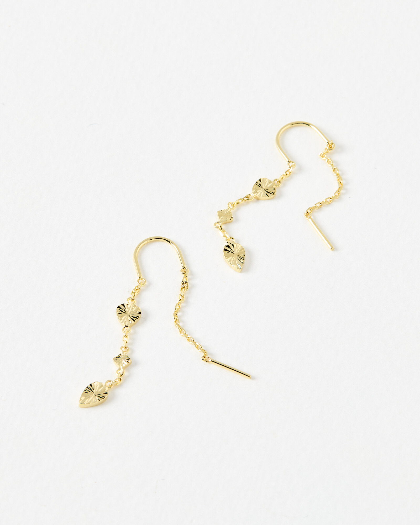 Elodie Gold Plated Charm Thread Through Chain Earrings | Oliver Bonas