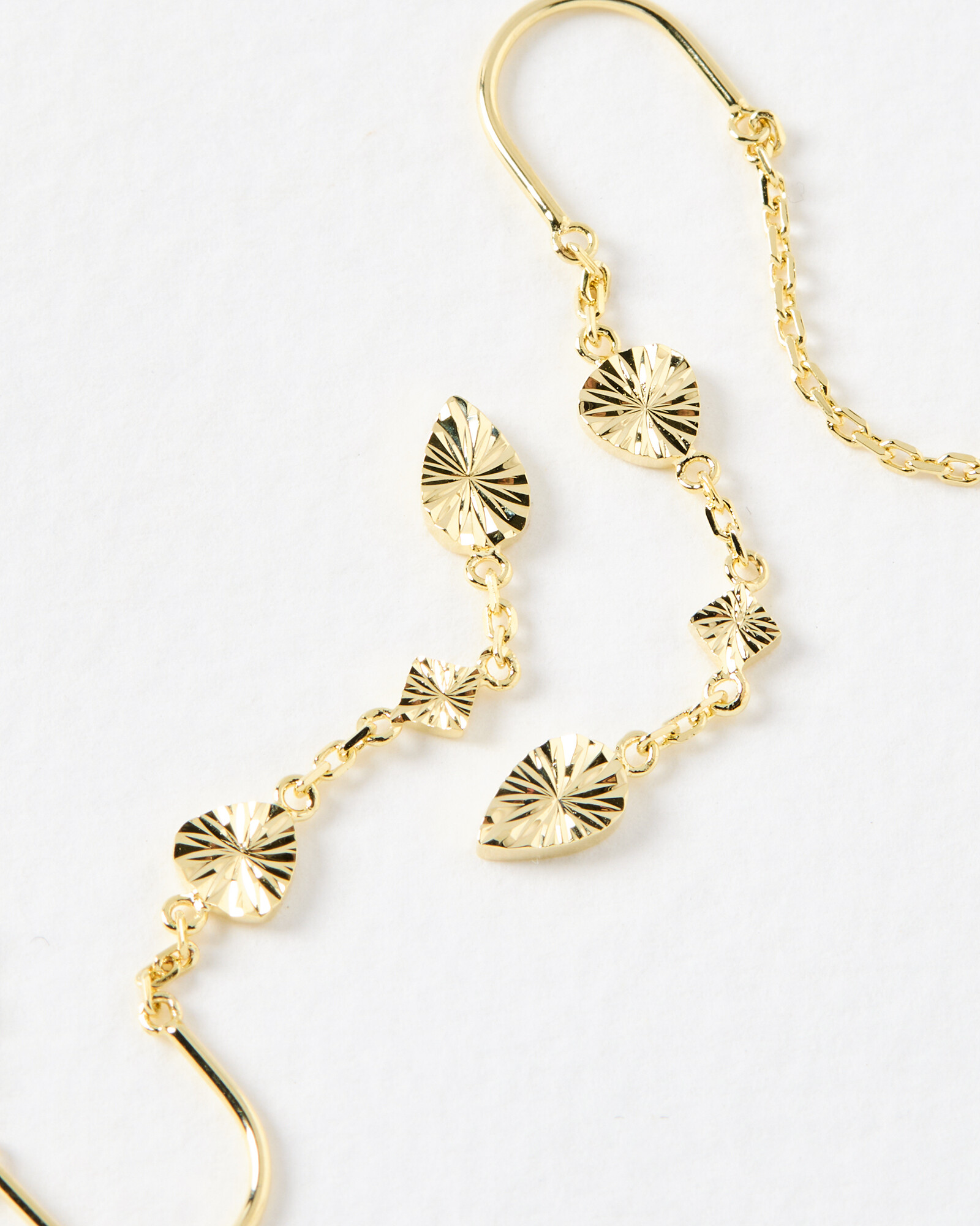 Elodie Gold Plated Charm Thread Through Chain Earrings | Oliver Bonas