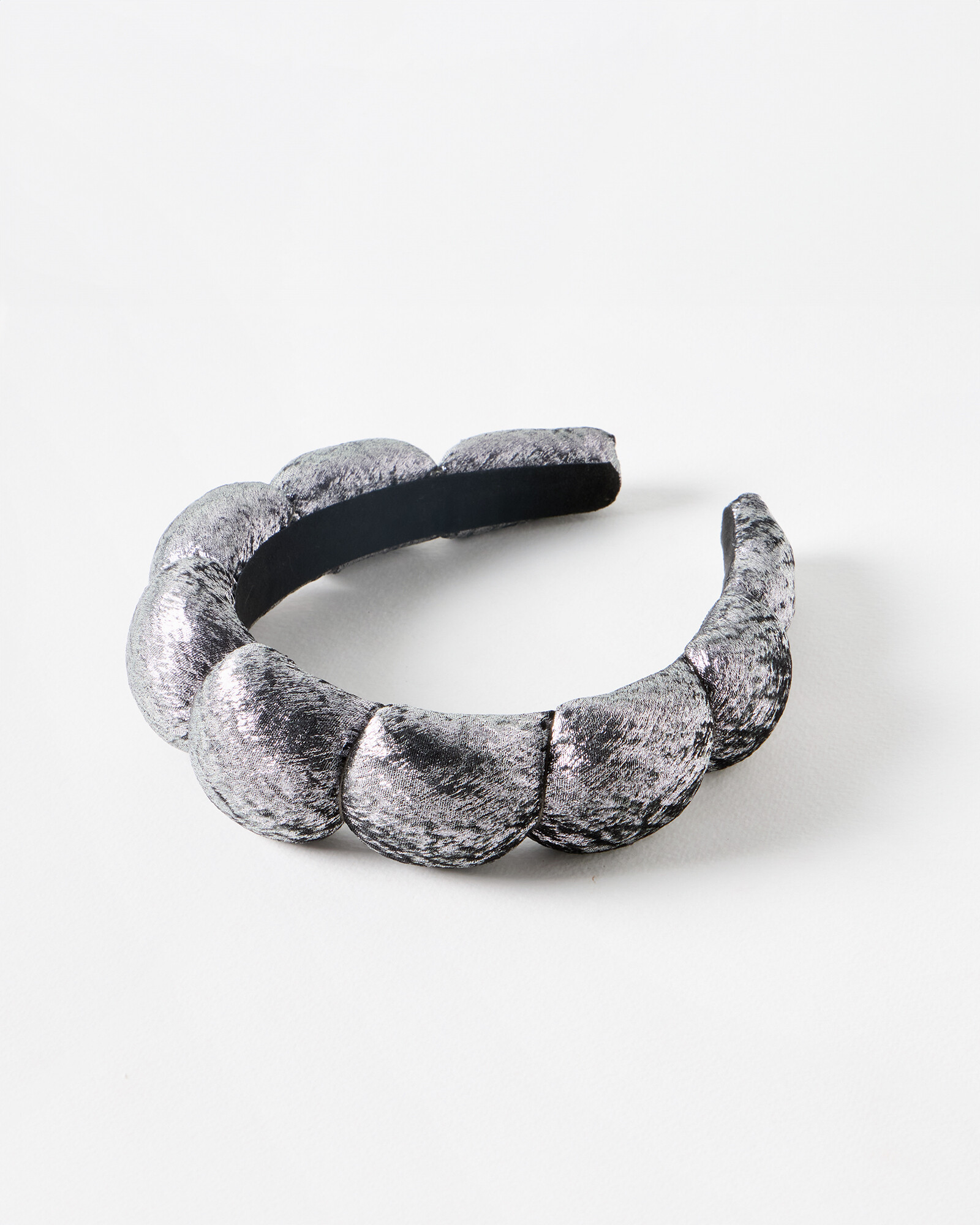 Kenna Silver Scalloped Padded Headband | Oliver Bonas