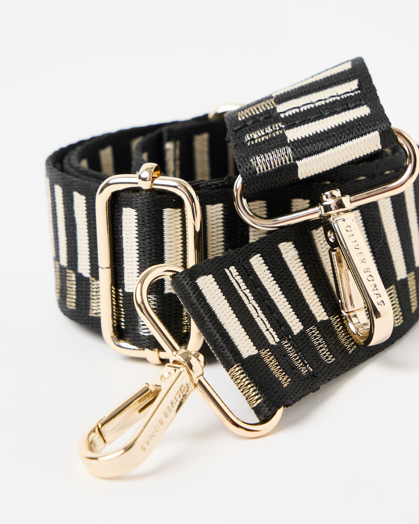 Black Geometric Replacement Crossbody Bag Strap | Oliver Bonas