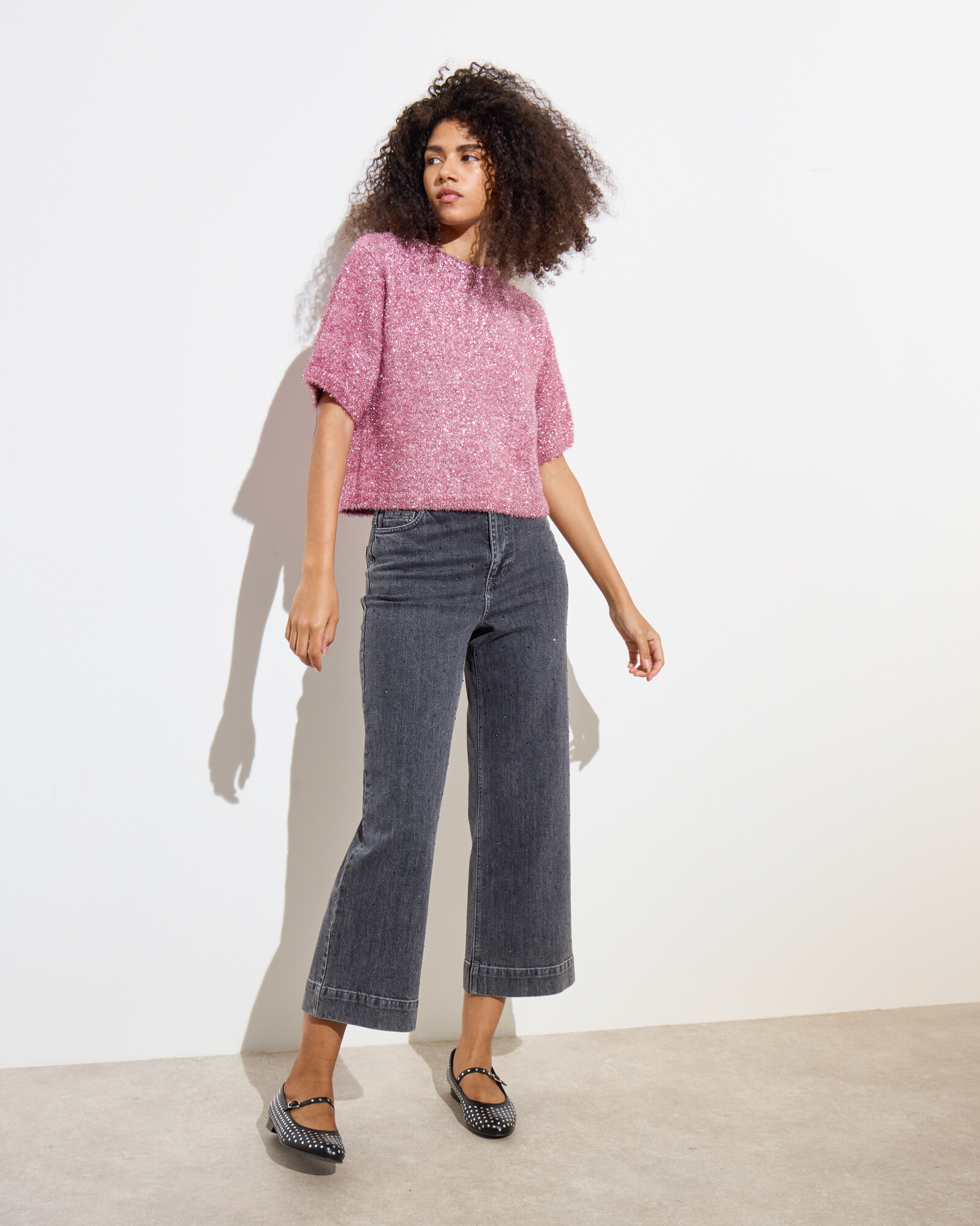 Grey Rhinestone Denim Jeans | Oliver Bonas