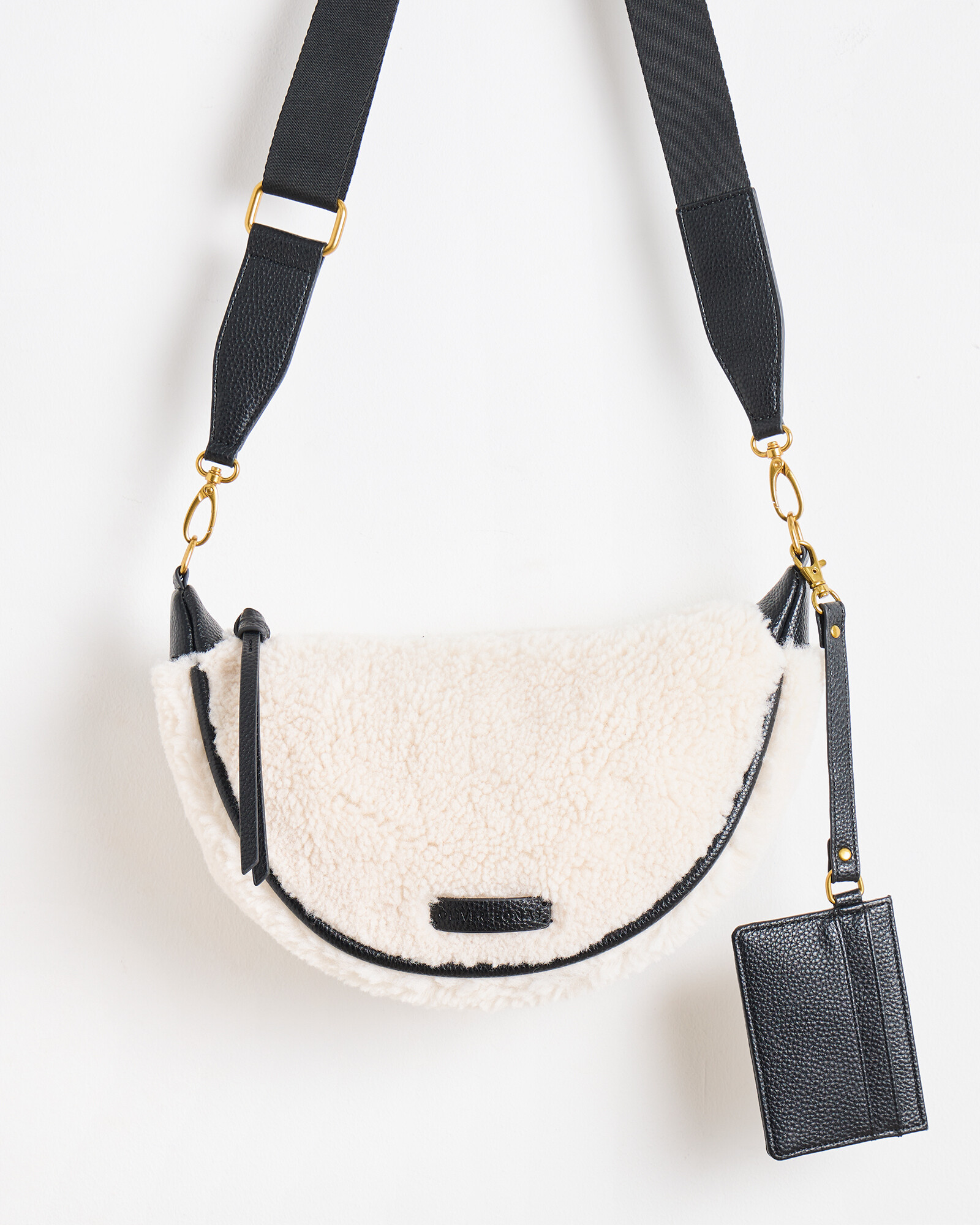 Betty Cream Faux Shearling Crossbody Belt Bag | Oliver Bonas