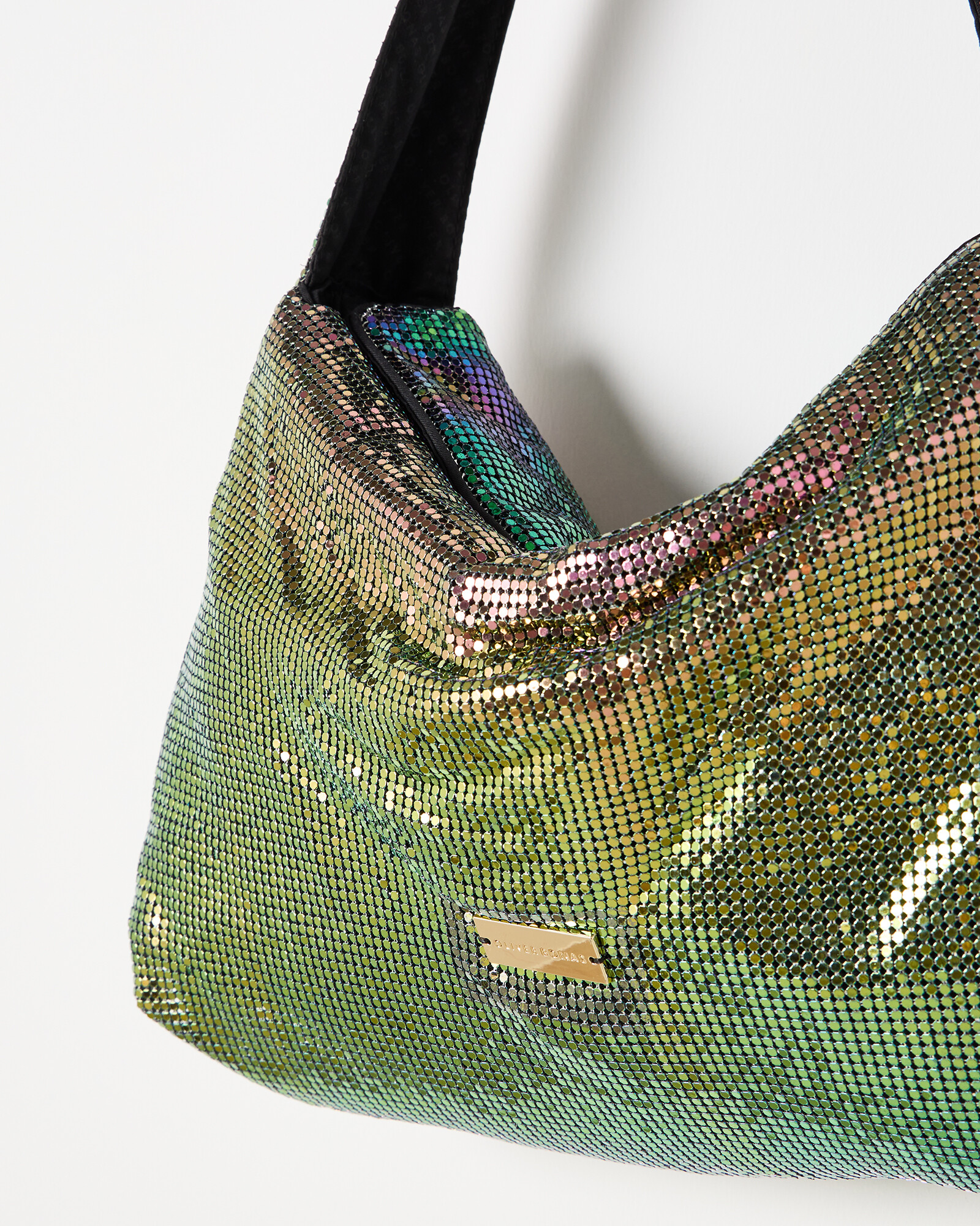 Green Metallic Chain Mail Shoulder Bag | Oliver Bonas