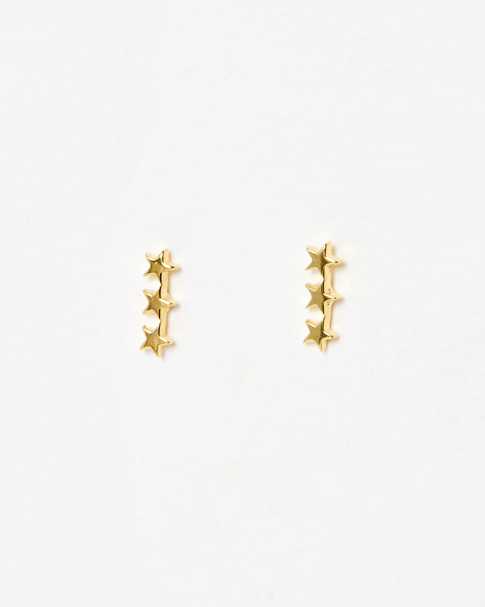 Triple Star Gold Plated Stud Earrings | Oliver Bonas