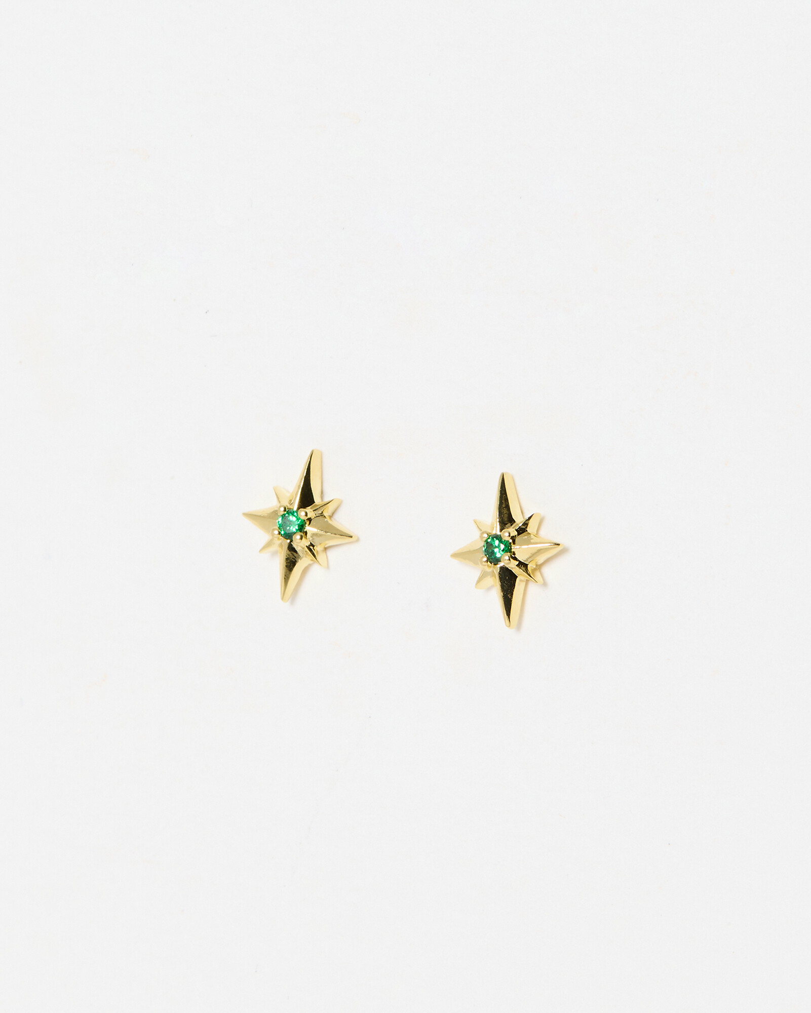 Elara Green Stone Inlay Star Stud Earrings | Oliver Bonas