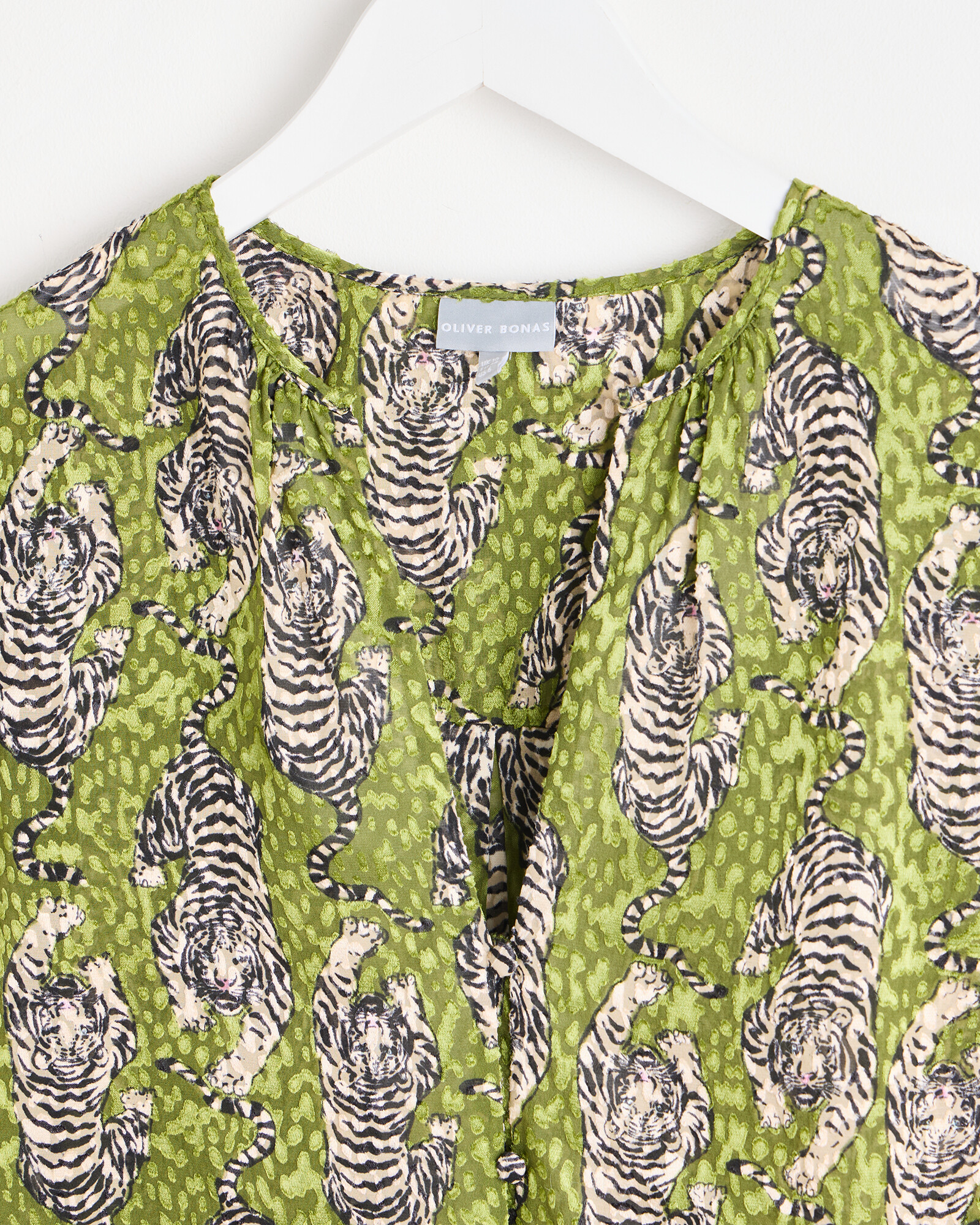 Tiger Print Green Spotty Blouse | Oliver Bonas