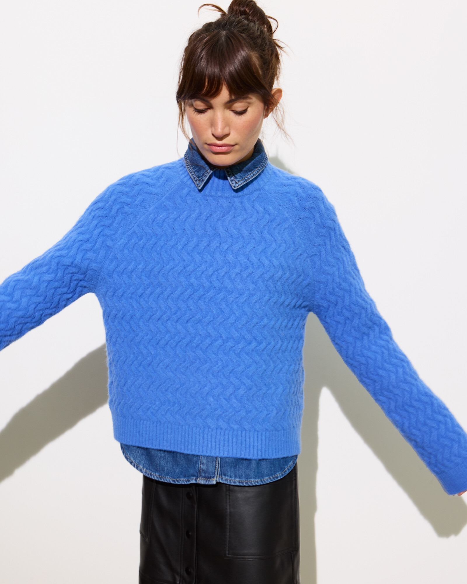 Cobalt Blue Funnel Neck Knitted Jumper | Oliver Bonas