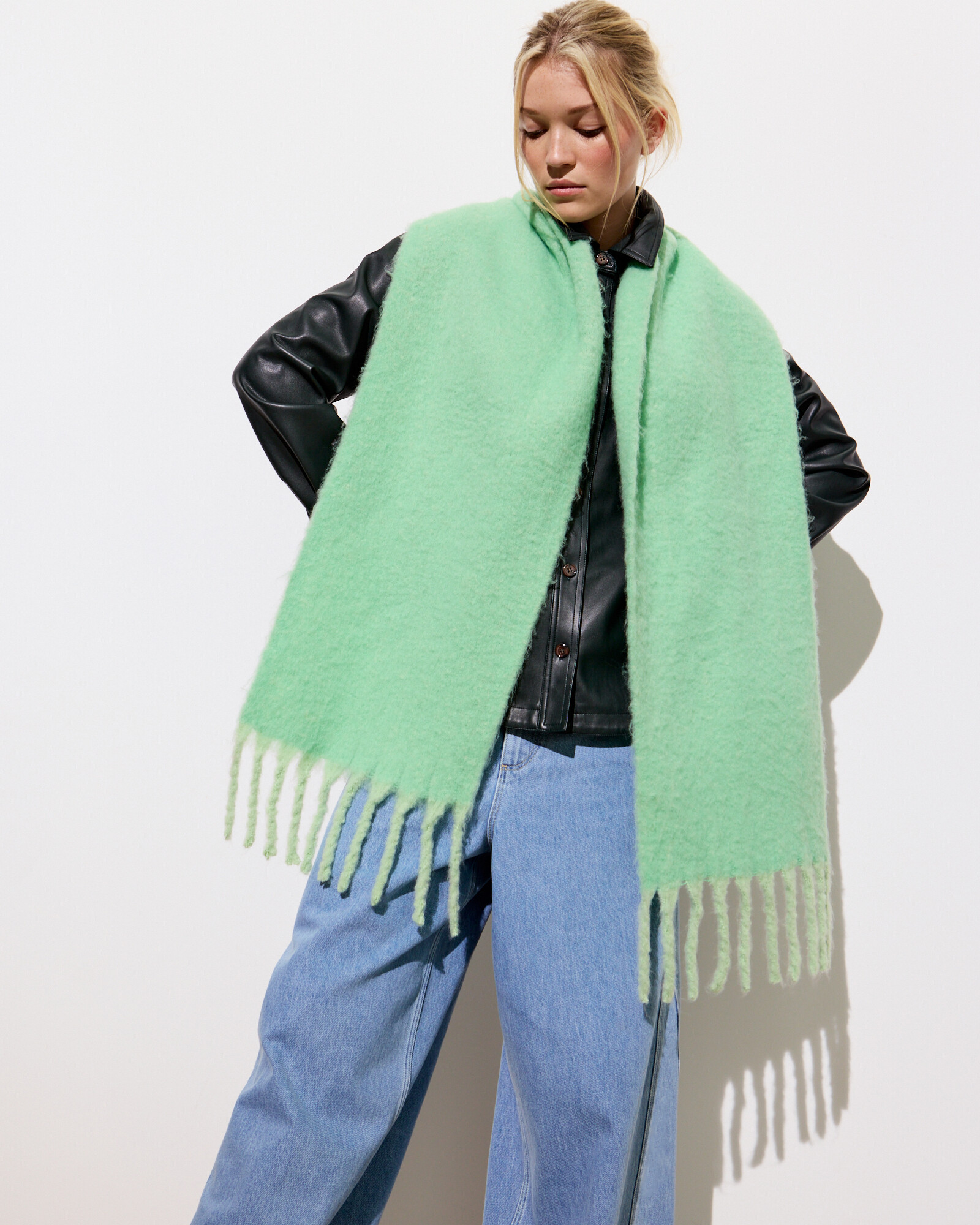 Mint Green Speckled Heavyweight Chunky Scarf | Oliver Bonas