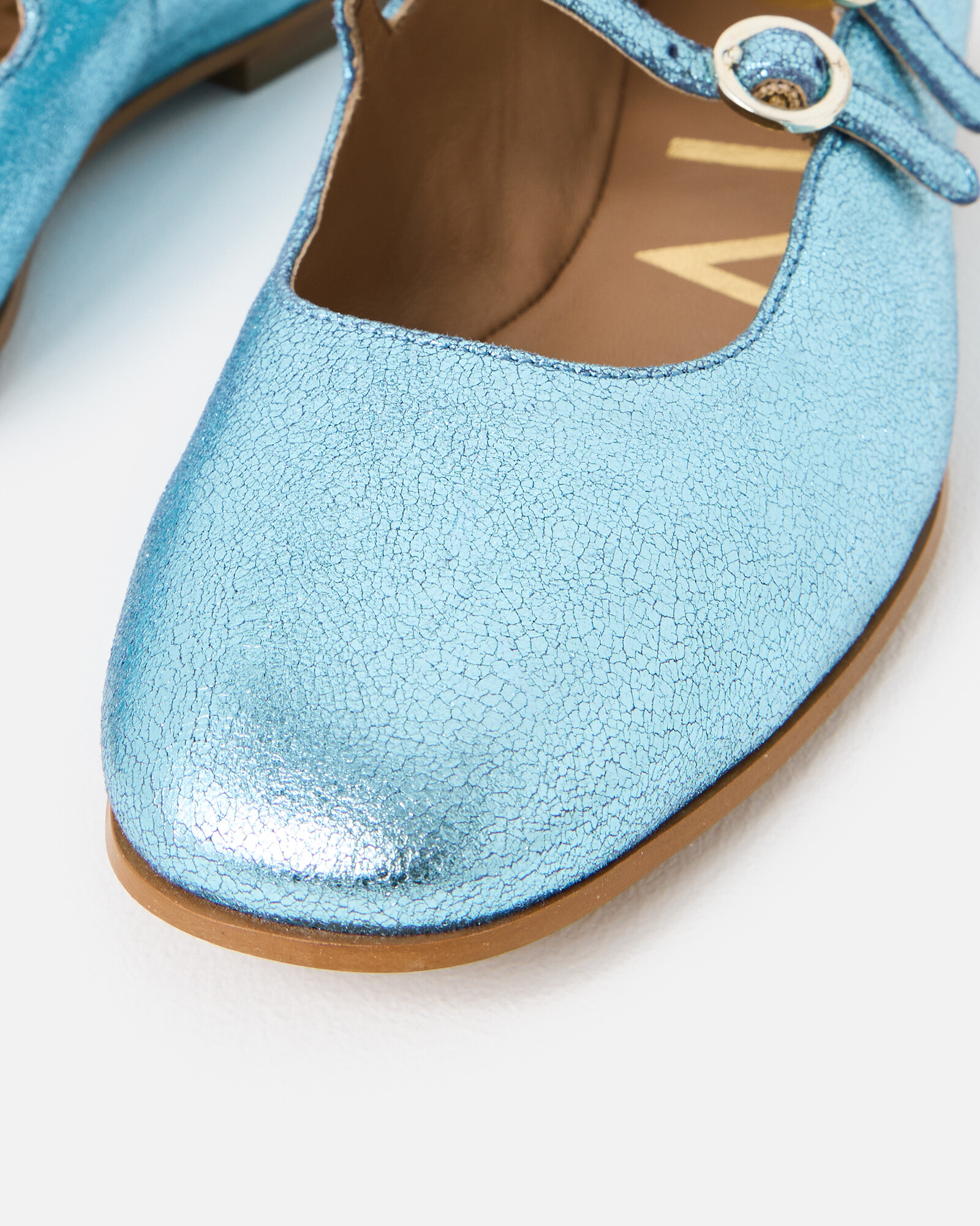 Mary Jane Double Buckle Light Blue Leather Shoes | Oliver Bonas