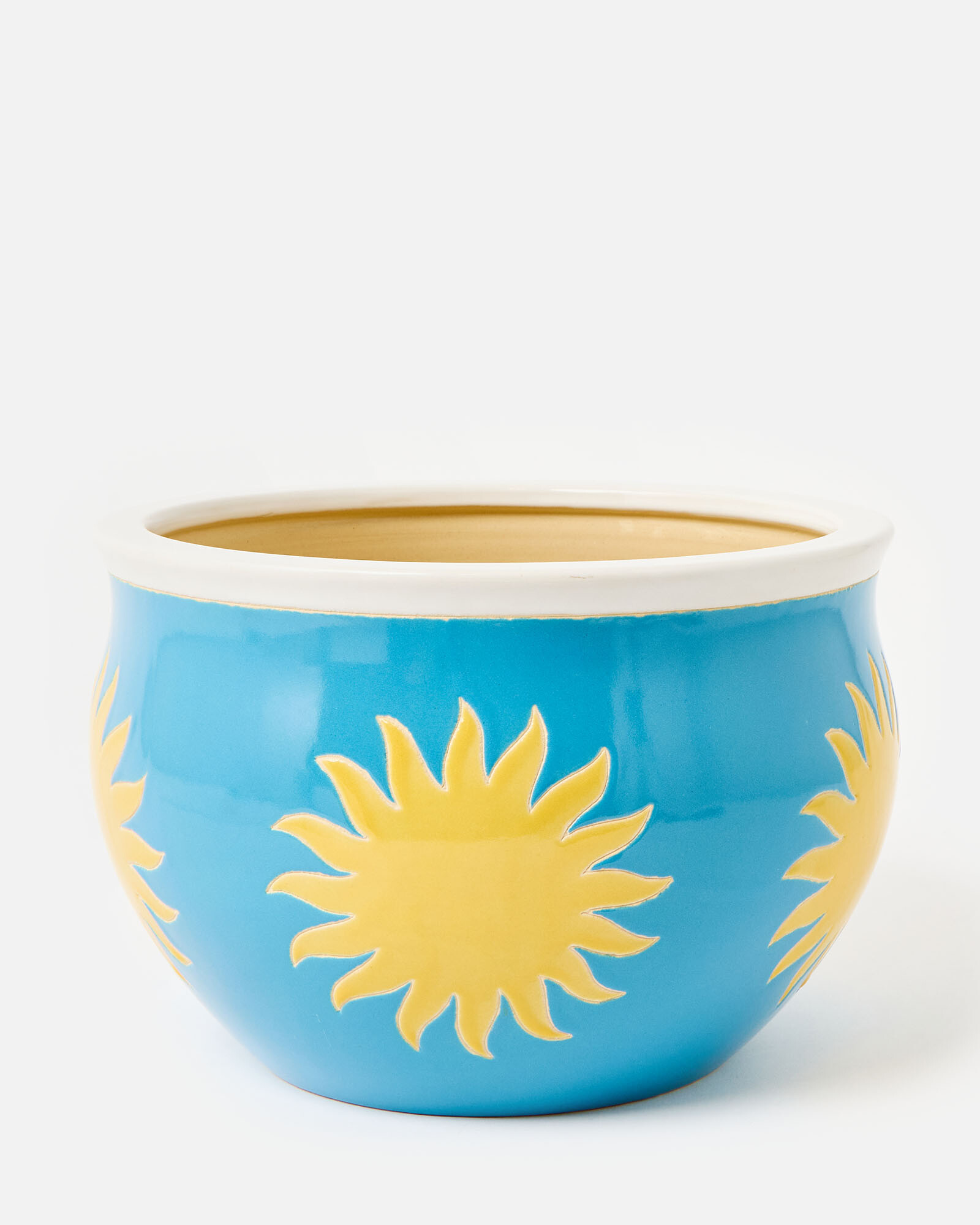 Blue Sun Print Large Outdoor Plant Pot | Oliver Bonas