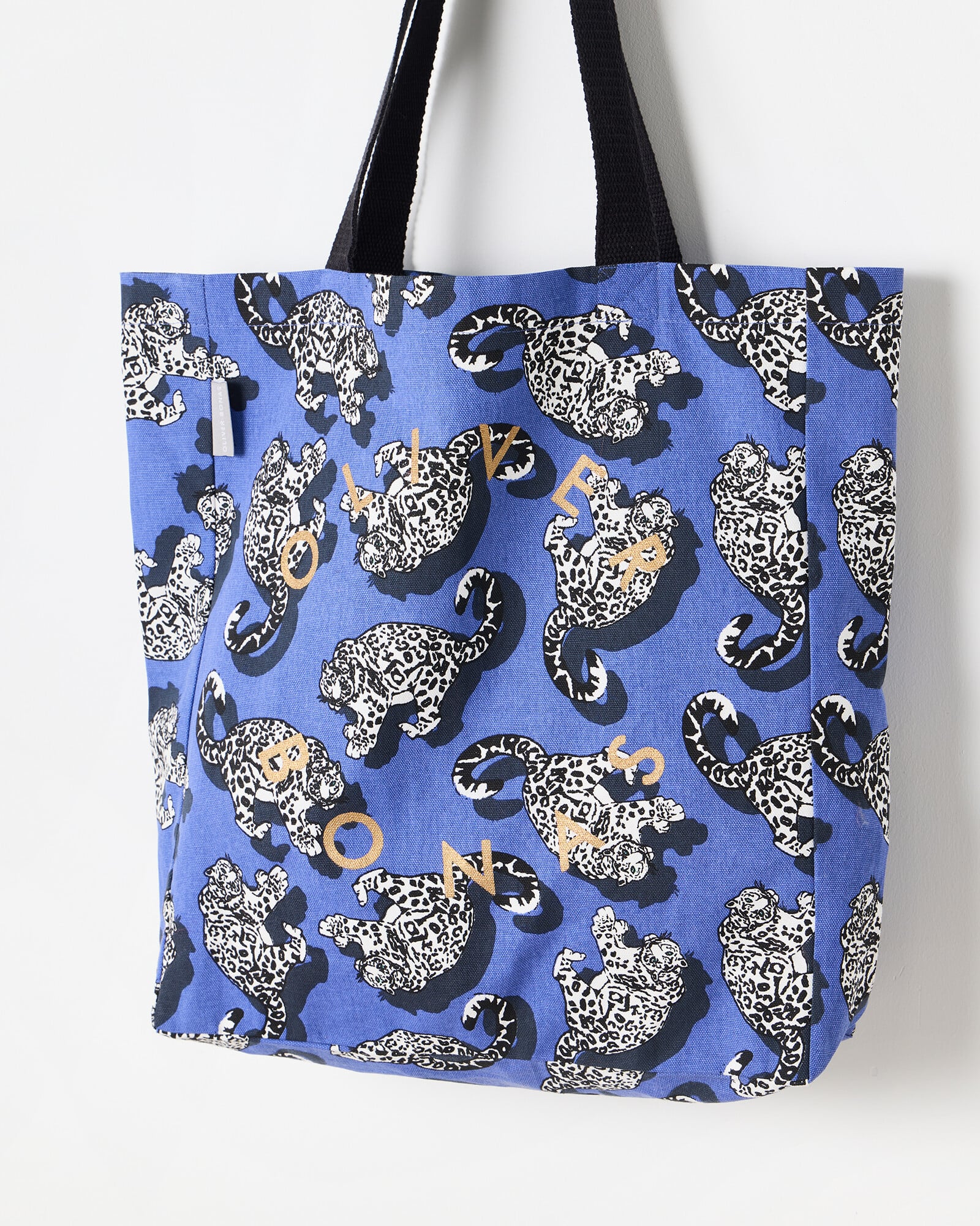 Blue Snow Leopard Fabric Tote Bag | Oliver Bonas